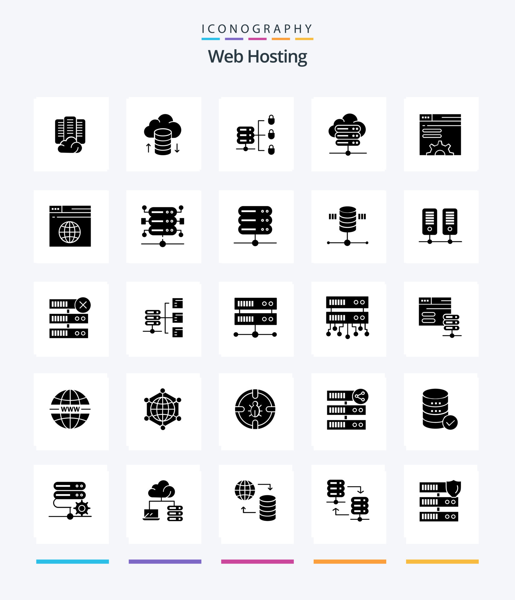 Creative Web Hosting 25 Glyph Solid Black icon pack Such As network ...