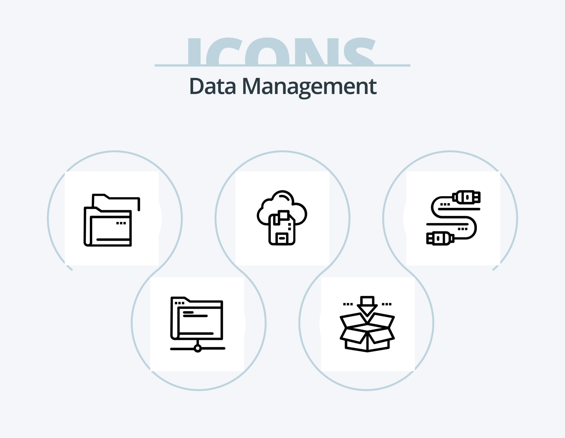 Data Management Line Icon Pack 5 Icon Design. network. database. filter ...