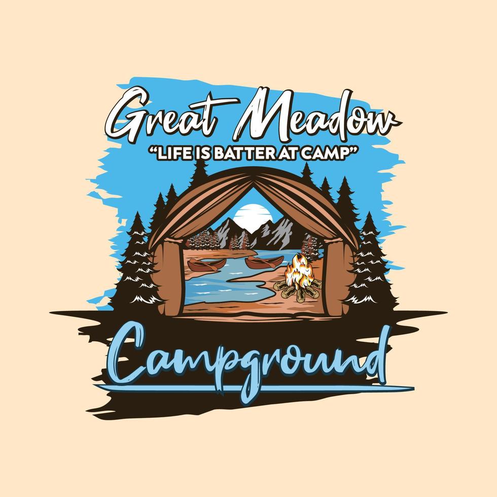Vintage Outdoor Summer Camp Logo Patches On Wood Board 17259482 Vector