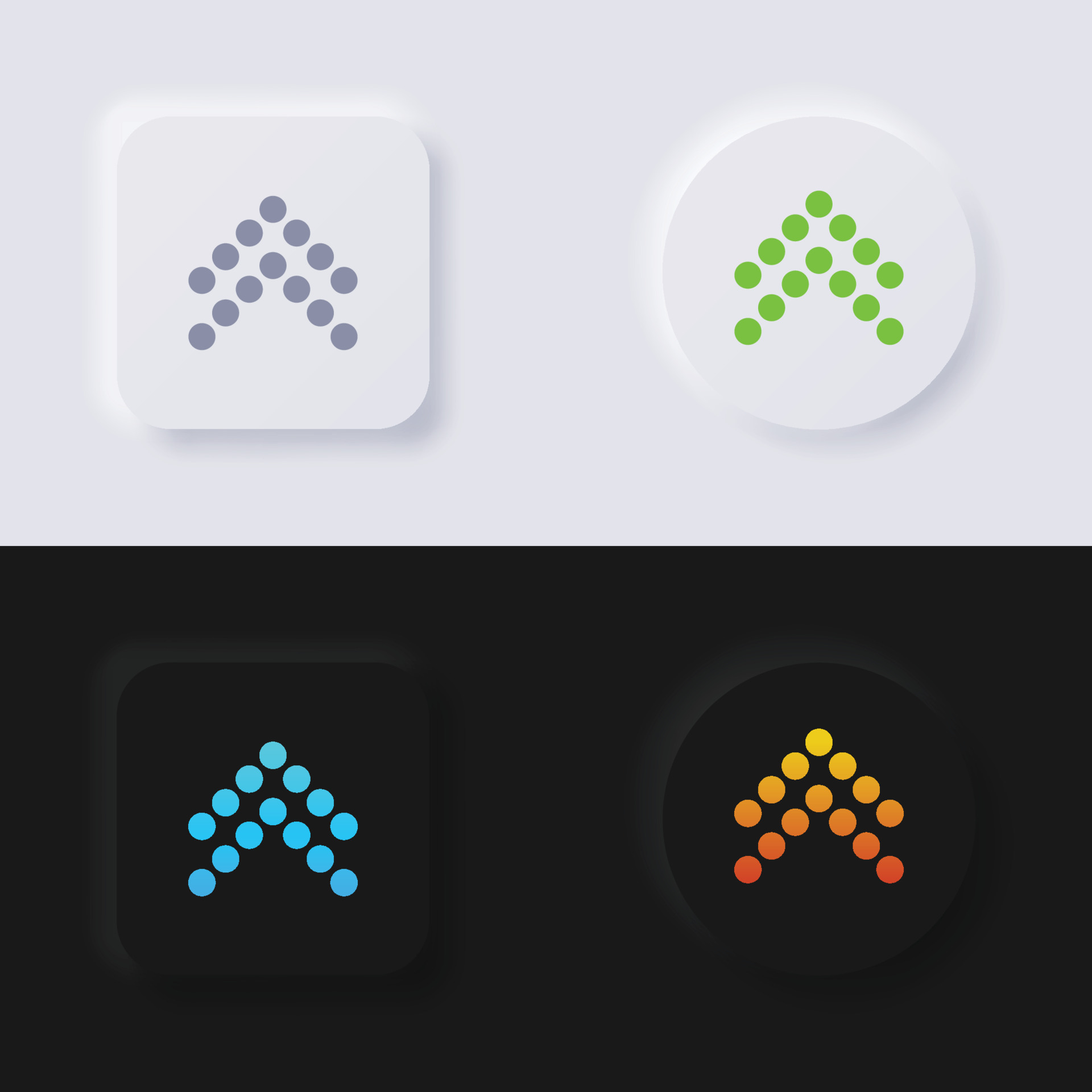 Arrow Icon Set Multicolor Neumorphism Button Soft Ui Design For Web