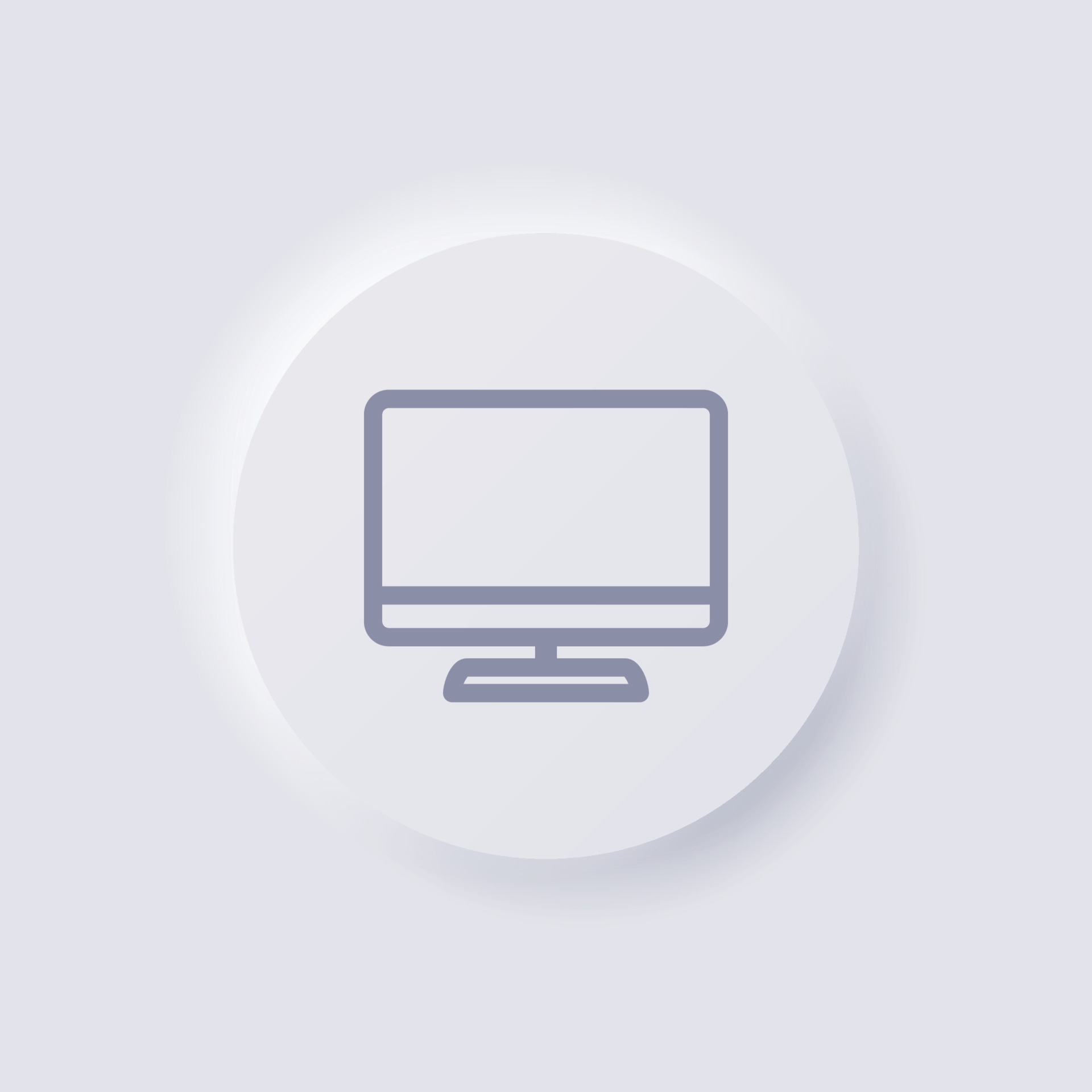 Computer Monitor Icon, White Neumorphism Soft Ui Design For Web Design