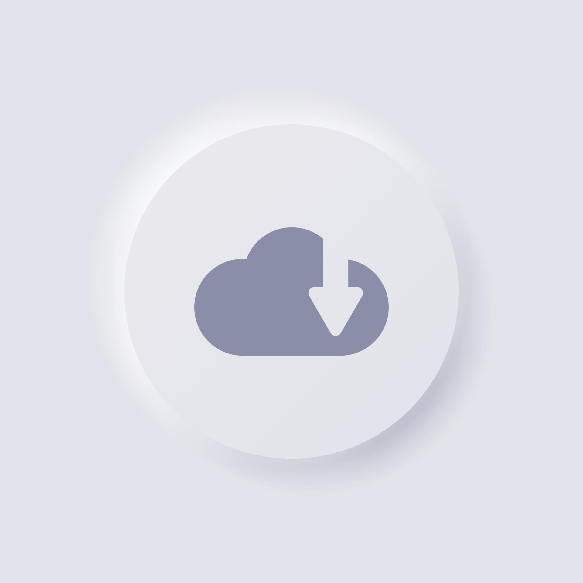 Cloud download Icon, White Neumorphism soft UI Design for Web design, Application UI and more ...
