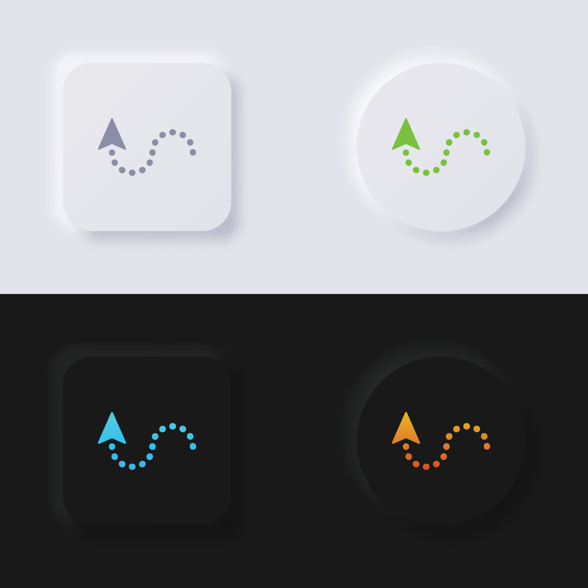 Arrow Dot Line Navigation Icon Set Multicolor Neumorphism Button Soft Ui Design For Web Design 0428