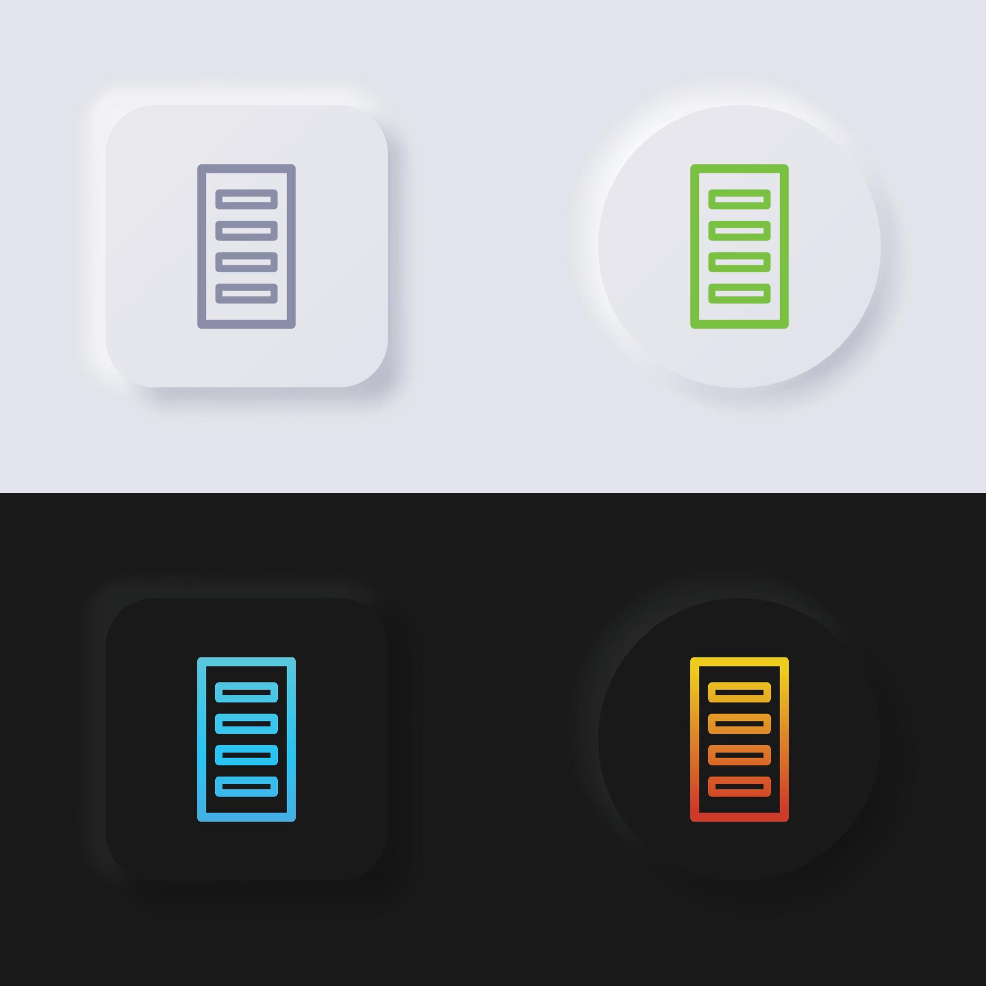 Server Icon Set Multicolor Neumorphism Button Soft Ui Design For Web