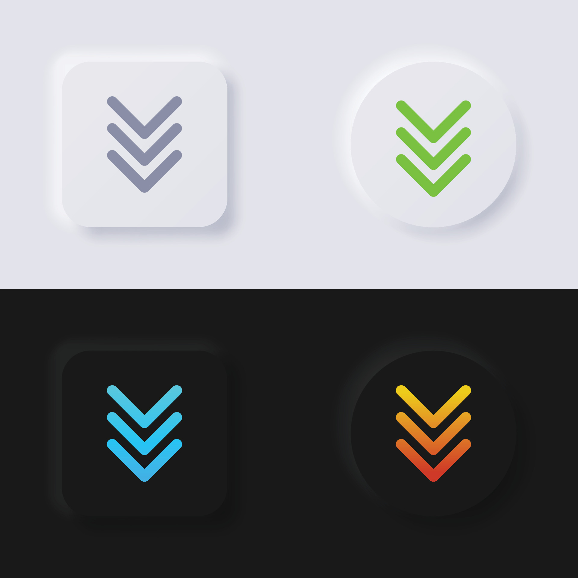 Arrow Icon Set Multicolor Neumorphism Button Soft Ui Design For Web
