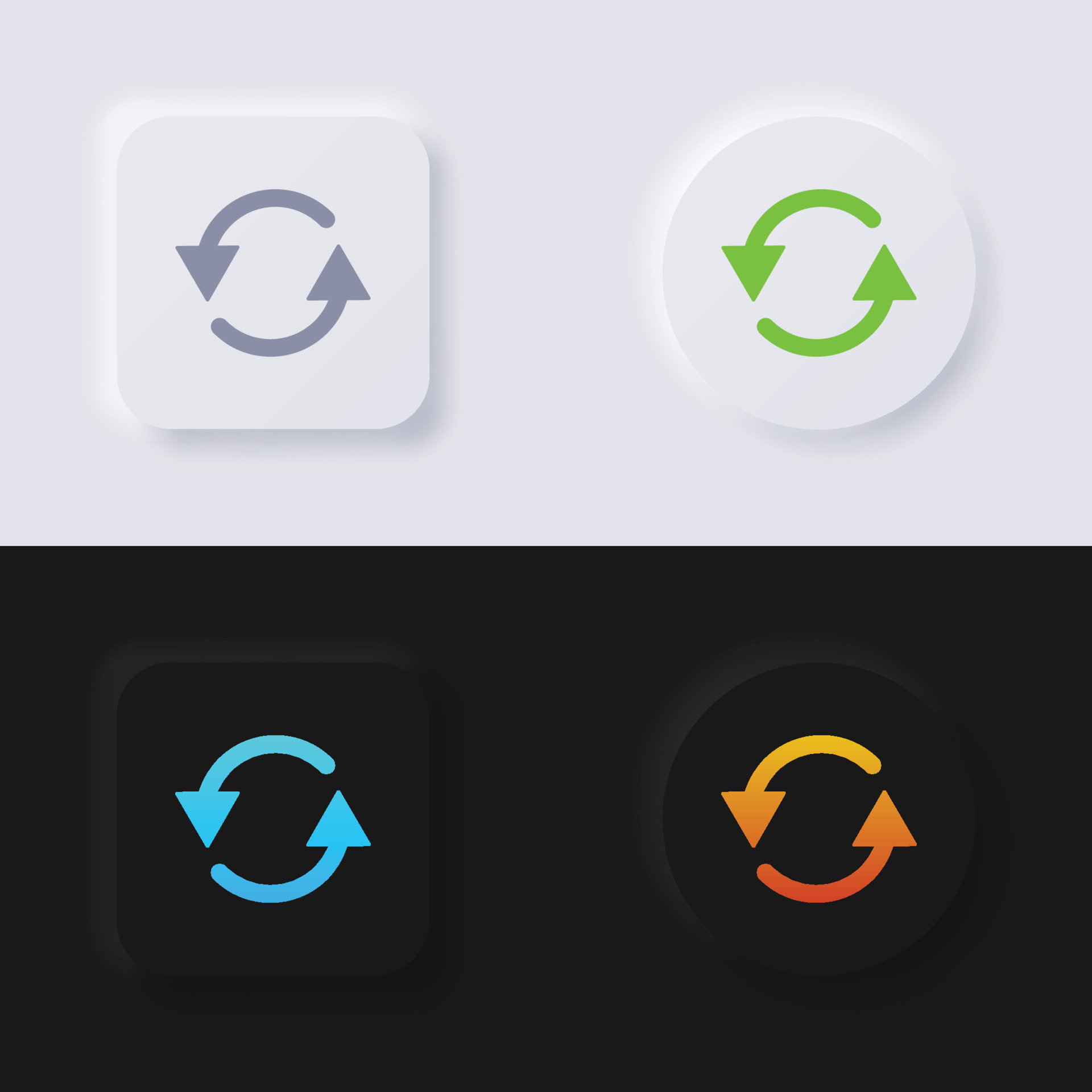 Rotation Arrow Button Icon Set Multicolor Neumorphism Button Soft Ui Design For Web Design