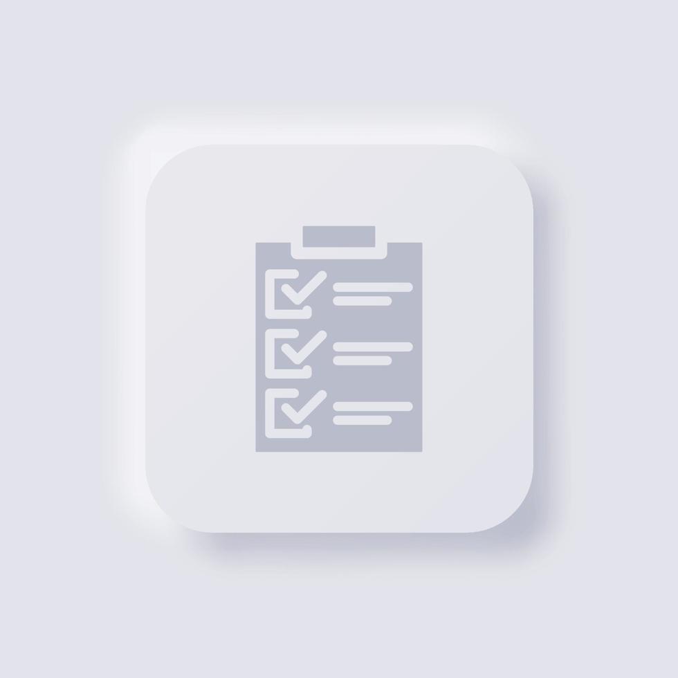 Checklist form icon, White Neumorphism soft UI Design for Web design ...