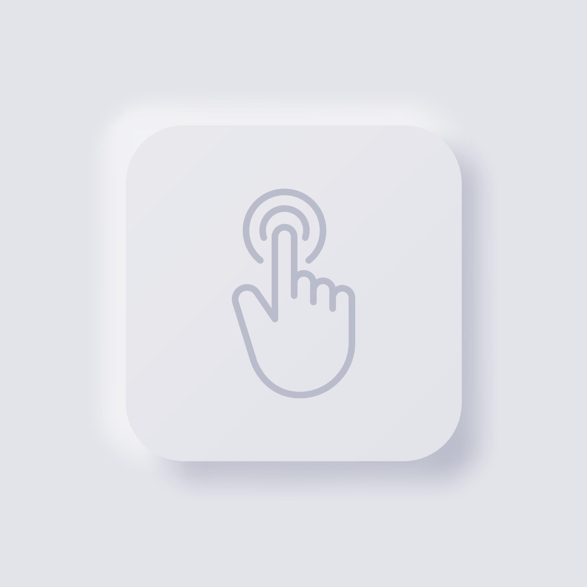 Finger touch icon, White Neumorphism soft UI Design for Web design, Application UI and more ...