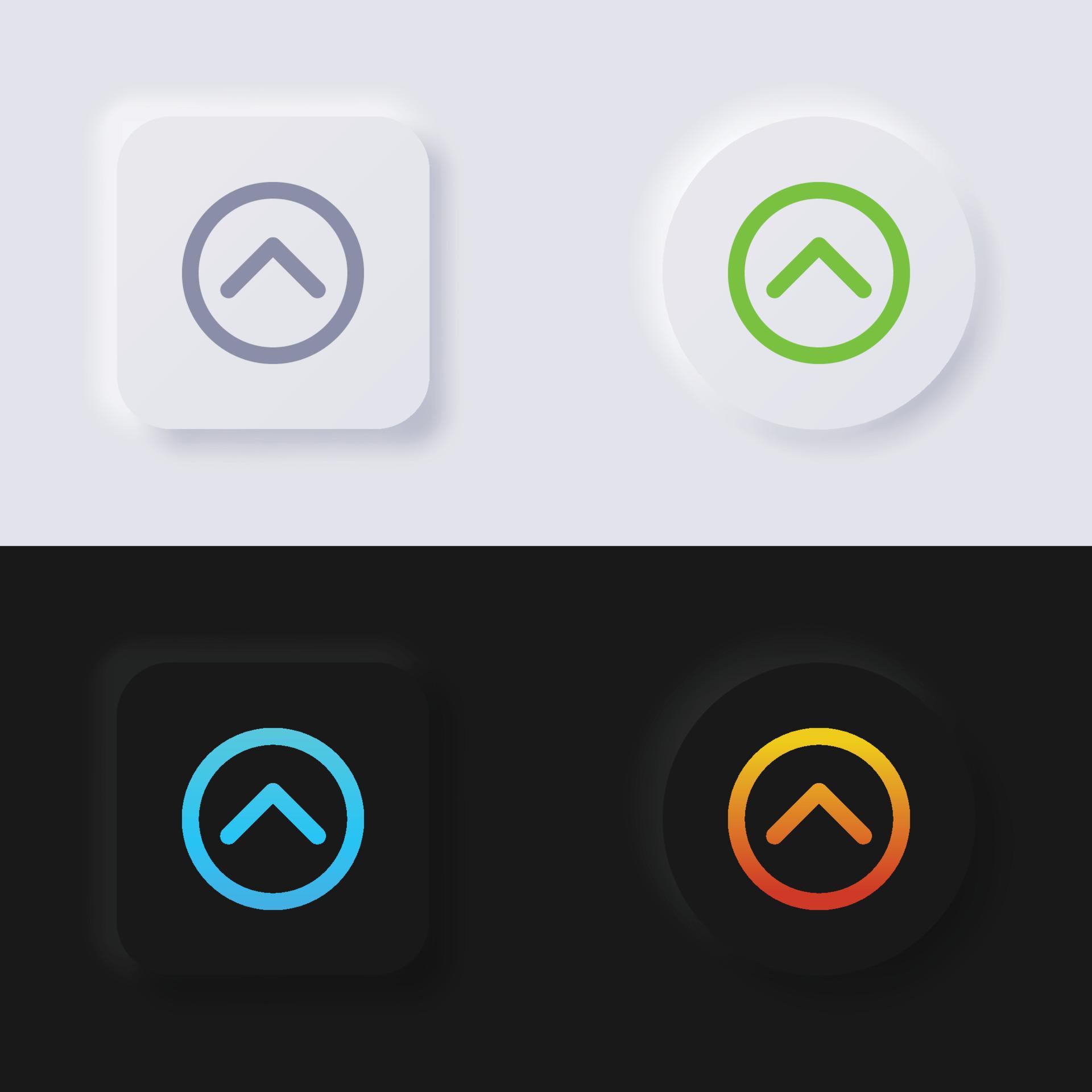 Shorten arrow button icon set, Multicolor neumorphism button soft UI Design for Web design ...