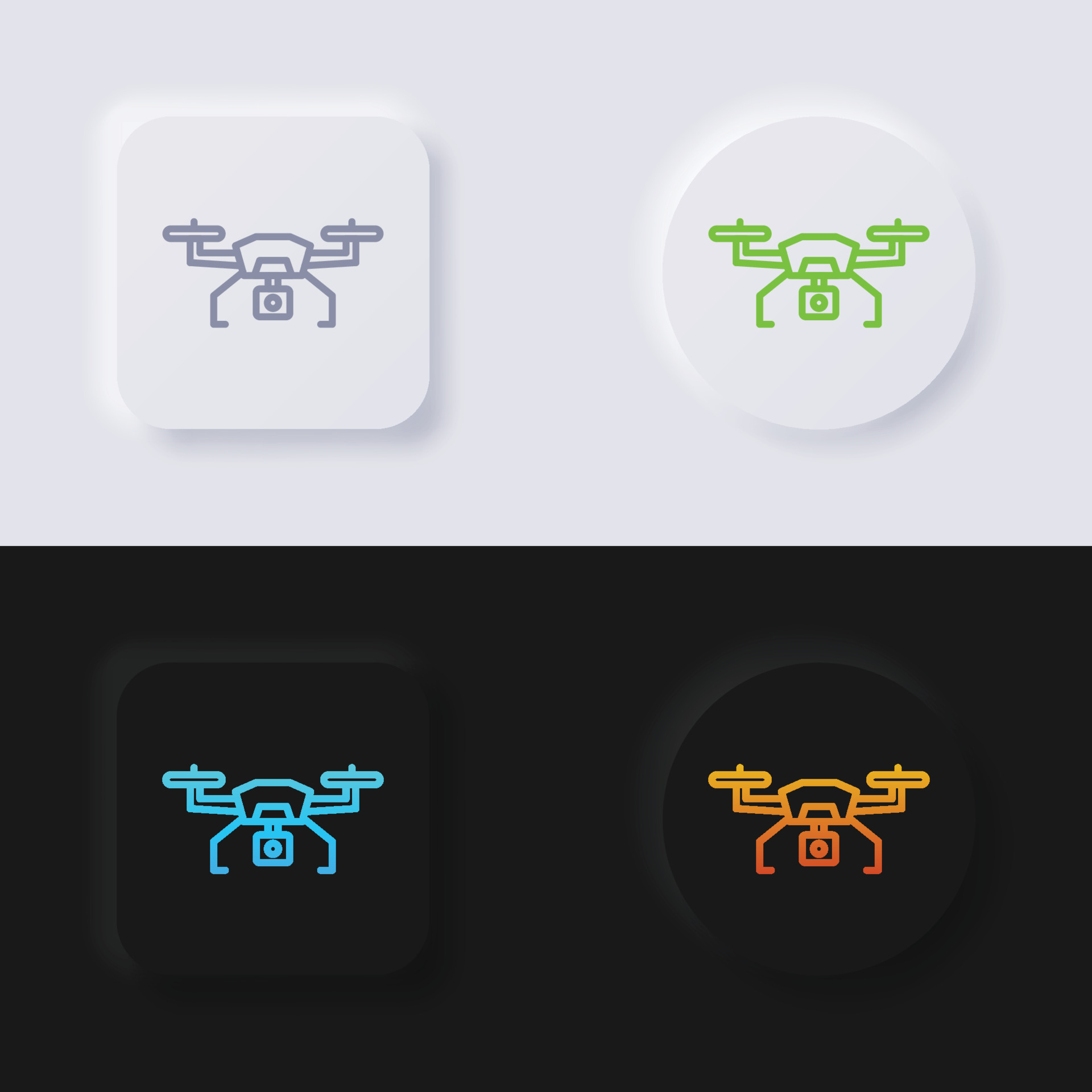 Drone Icon Set Multicolor Neumorphism Button Soft Ui Design For Web
