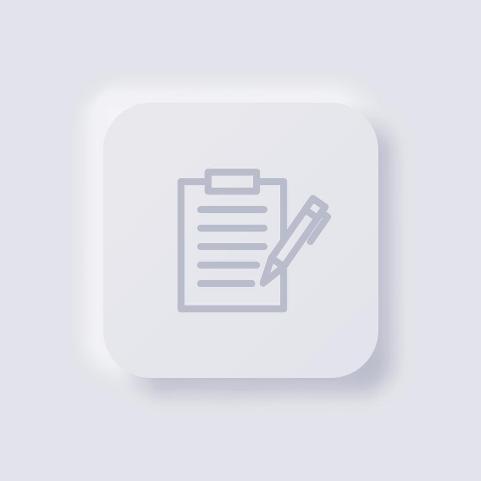 Clipboard Icon White Neumorphism Soft Ui Design For Web Design