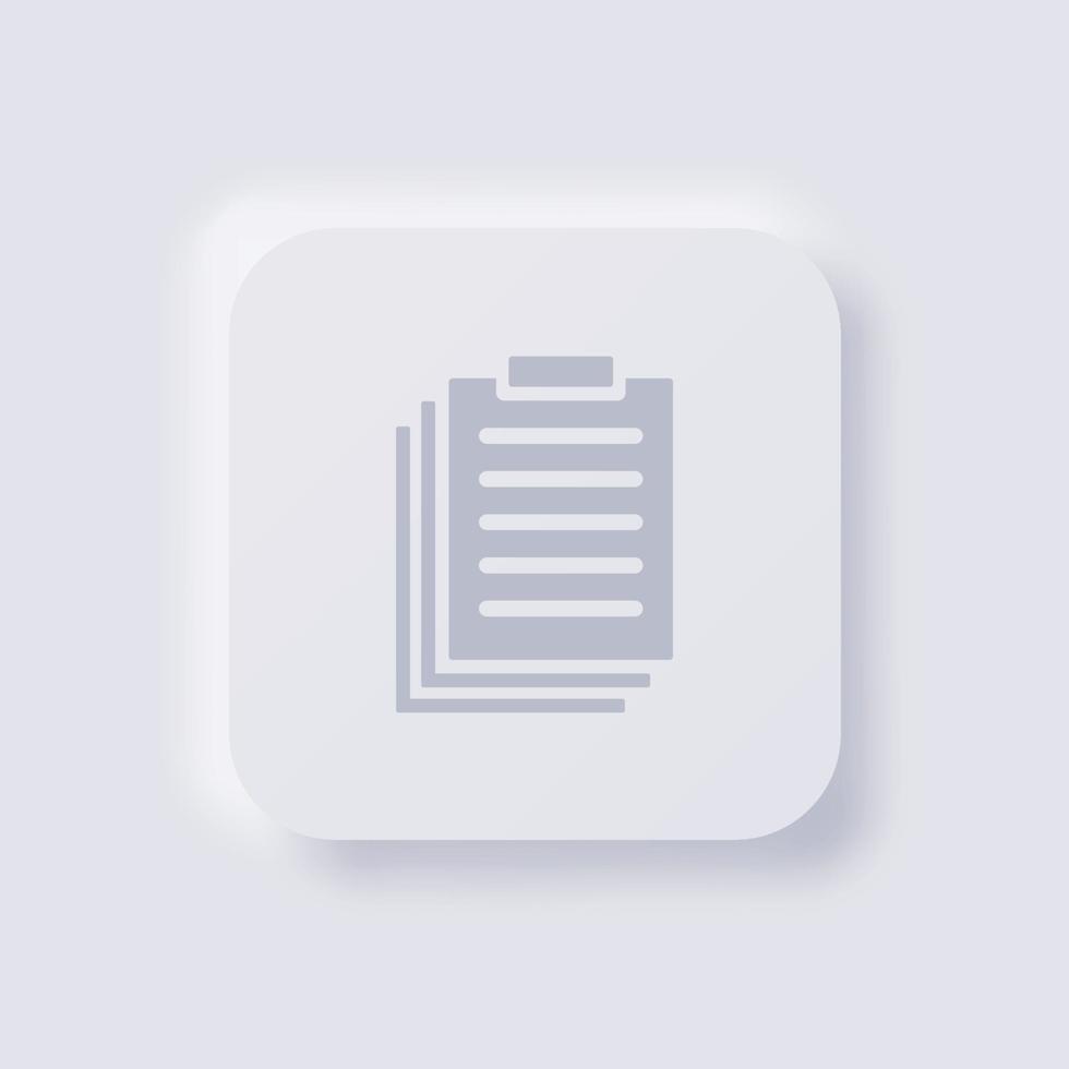 Clipboard Icon White Neumorphism Soft Ui Design For Web Design
