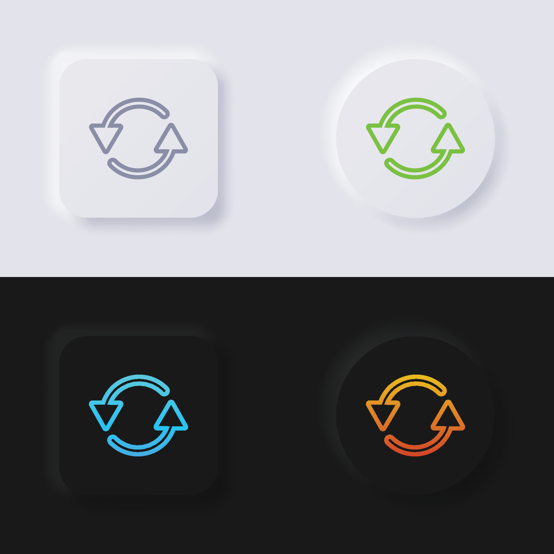 Rotation Arrow Button Icon Set Multicolor Neumorphism Button Soft Ui Design For Web Design