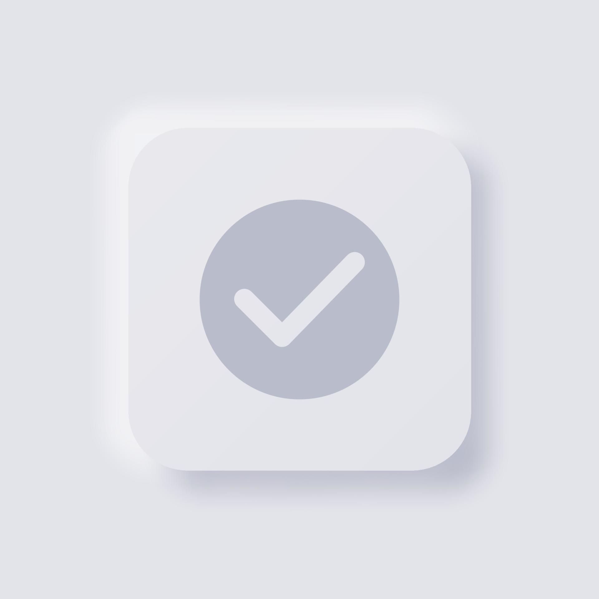 Check mark icon, Tick icon, White Neumorphism soft UI Design for Web design, Application UI and ...