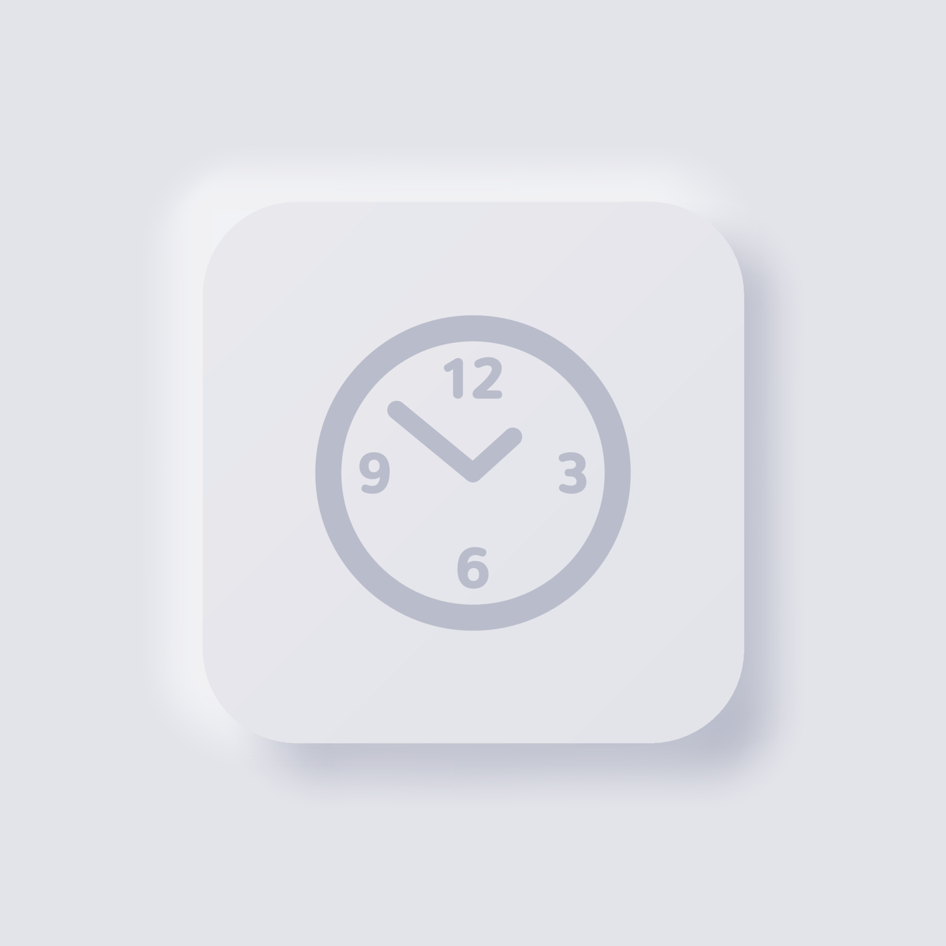 Analog clock icon, White Neumorphism soft UI Design for Web design, Application UI and more ...