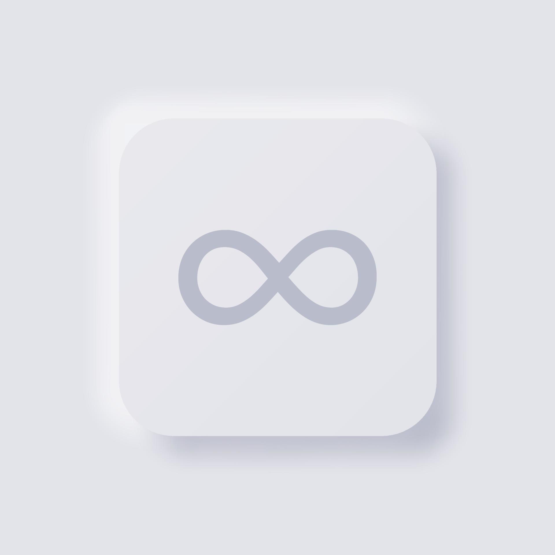 Infinity sign icon, White Neumorphism soft UI Design for Web design, Application UI and more ...