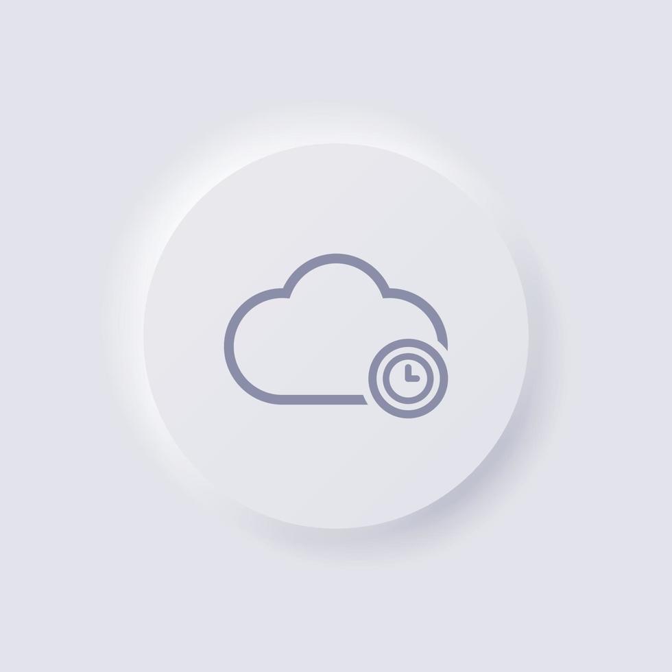 Cloud icon with Clock symbol, White Neumorphism soft UI Design for Web design, Application UI ...