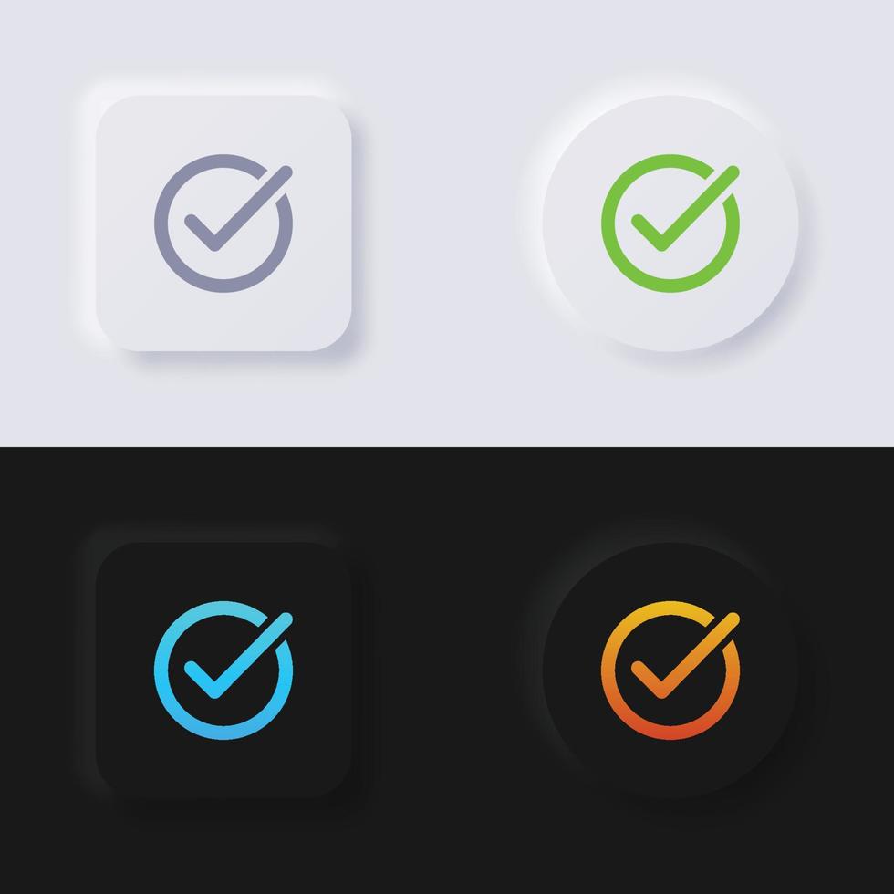 Check mark icon set, Multicolor neumorphism button soft UI Design for Web design, Application UI ...