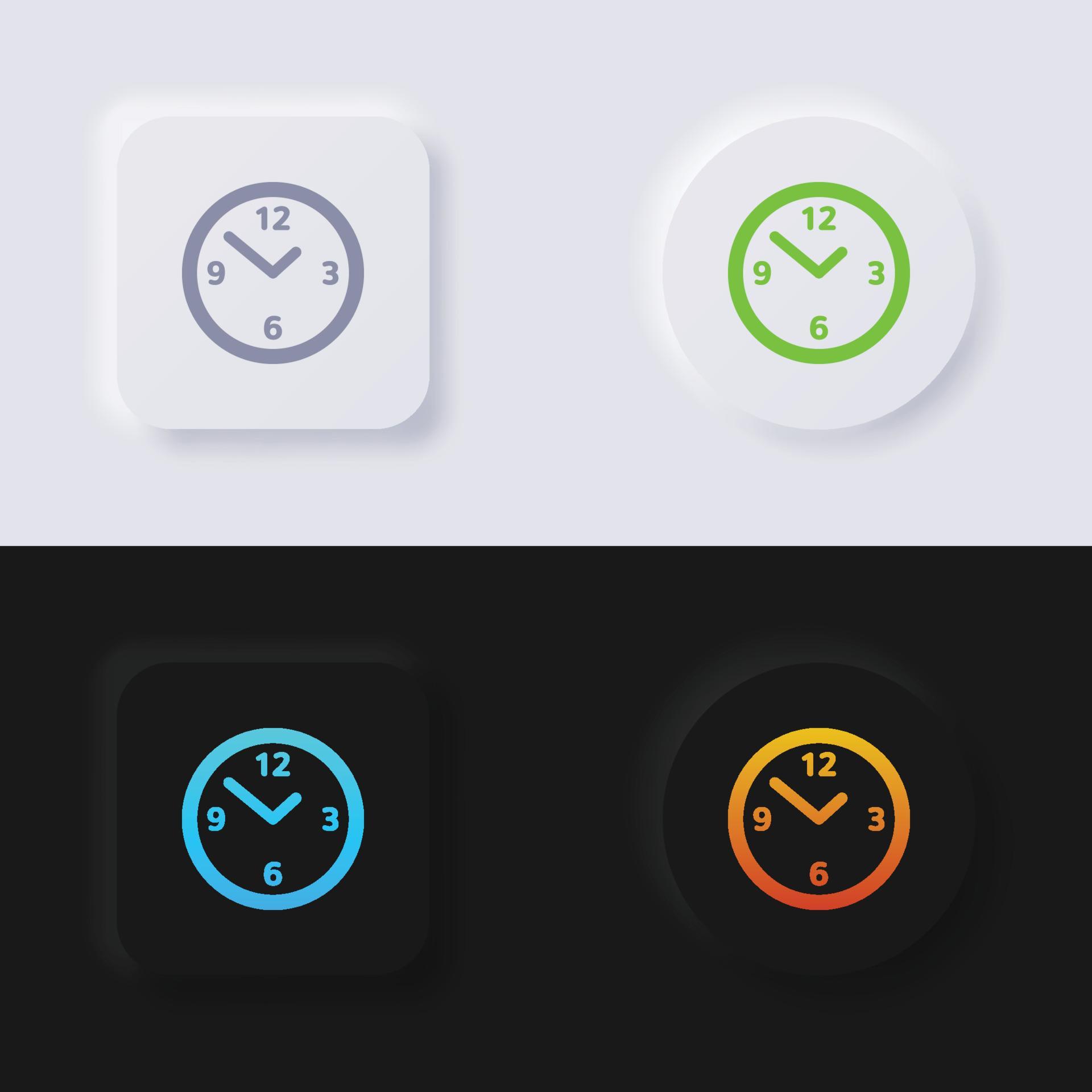 Analog clock icon set, Multicolor neumorphism button soft UI Design for ... Analog clock icon set, Multicolor neumorphism button soft UI Design for ...