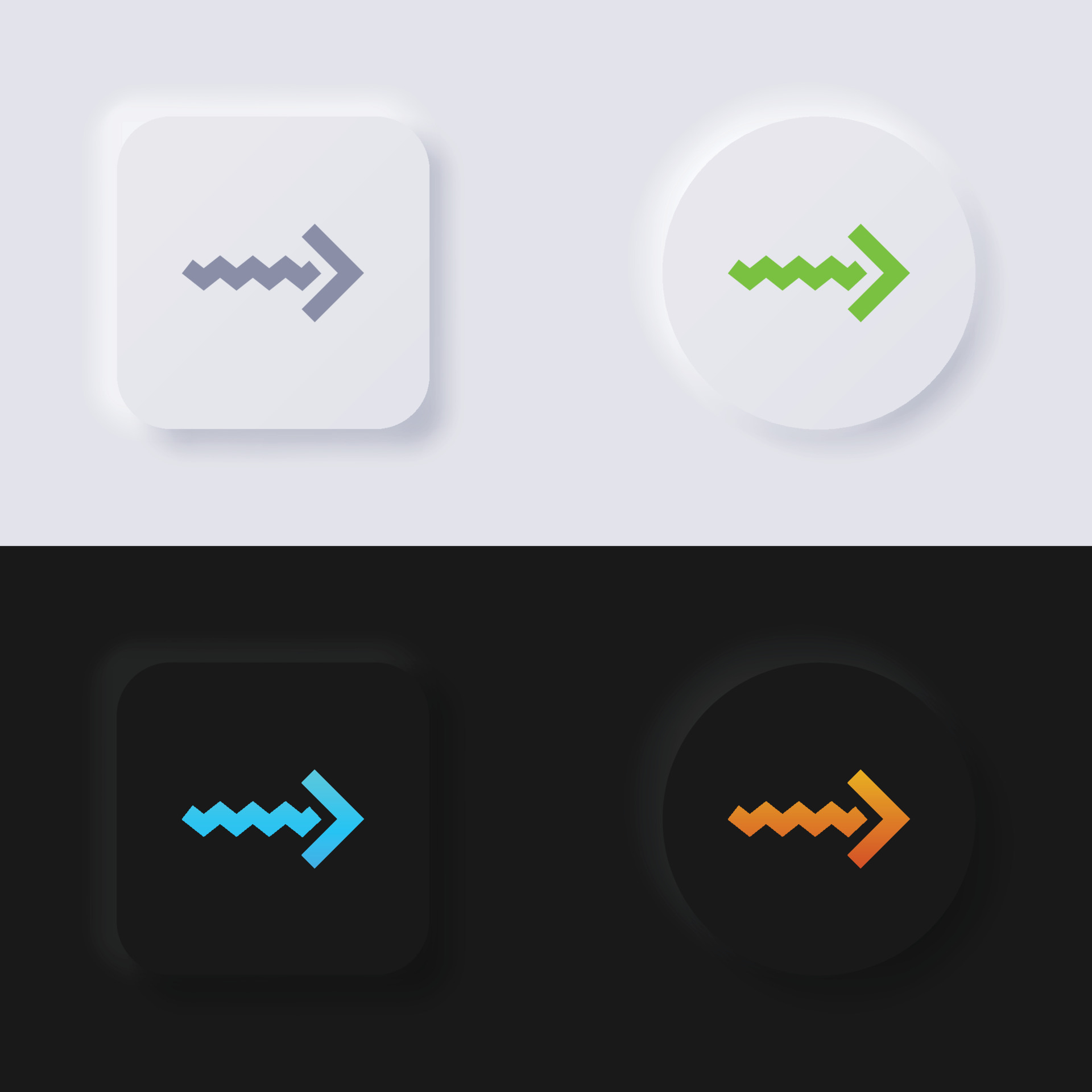 Arrow Icon Set Multicolor Neumorphism Button Soft Ui Design For Web