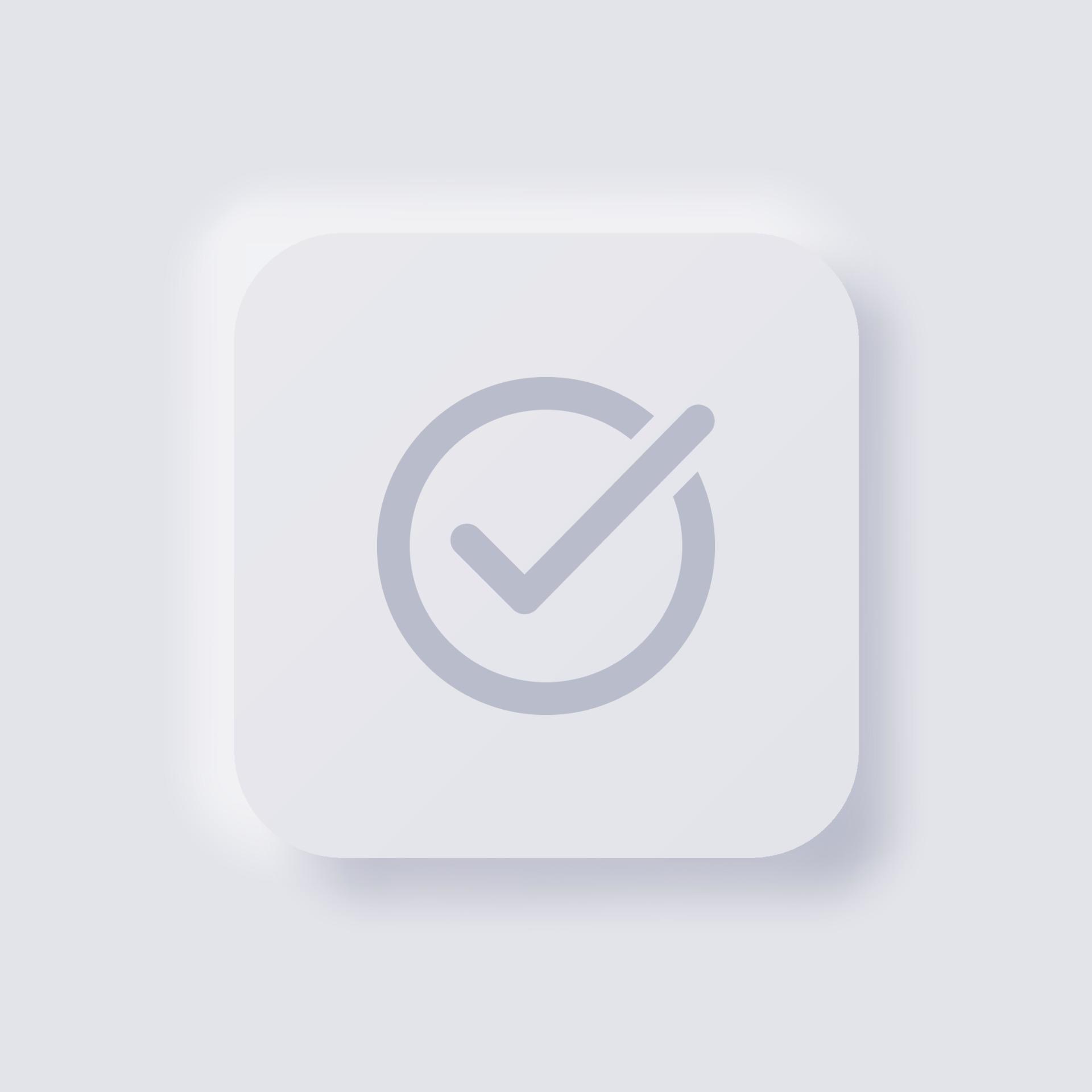 Check mark icon, Tick icon, White Neumorphism soft UI Design for Web design, Application UI and ...