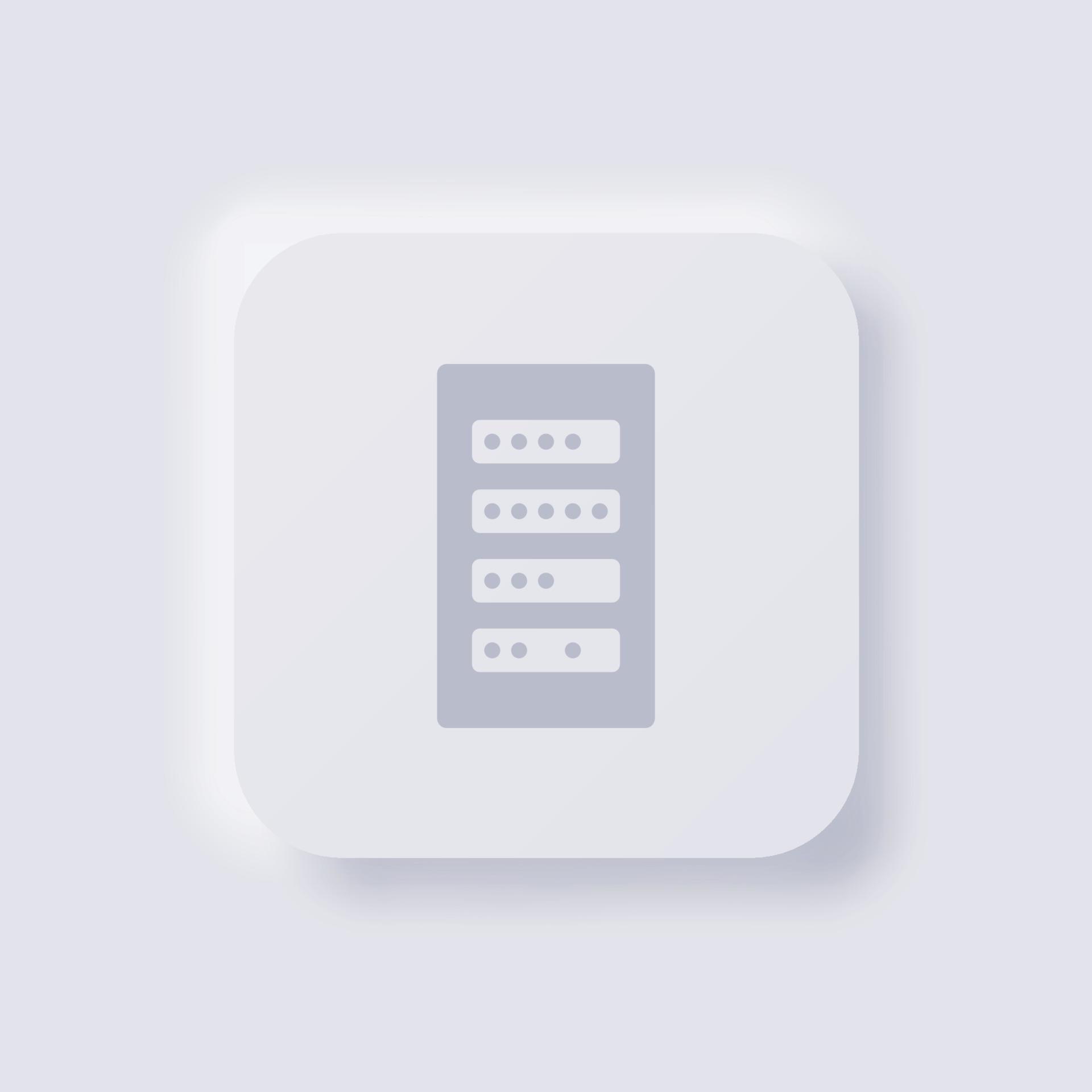 Server icon, White Neumorphism soft UI Design for Web design, Application UI and more, Button ...