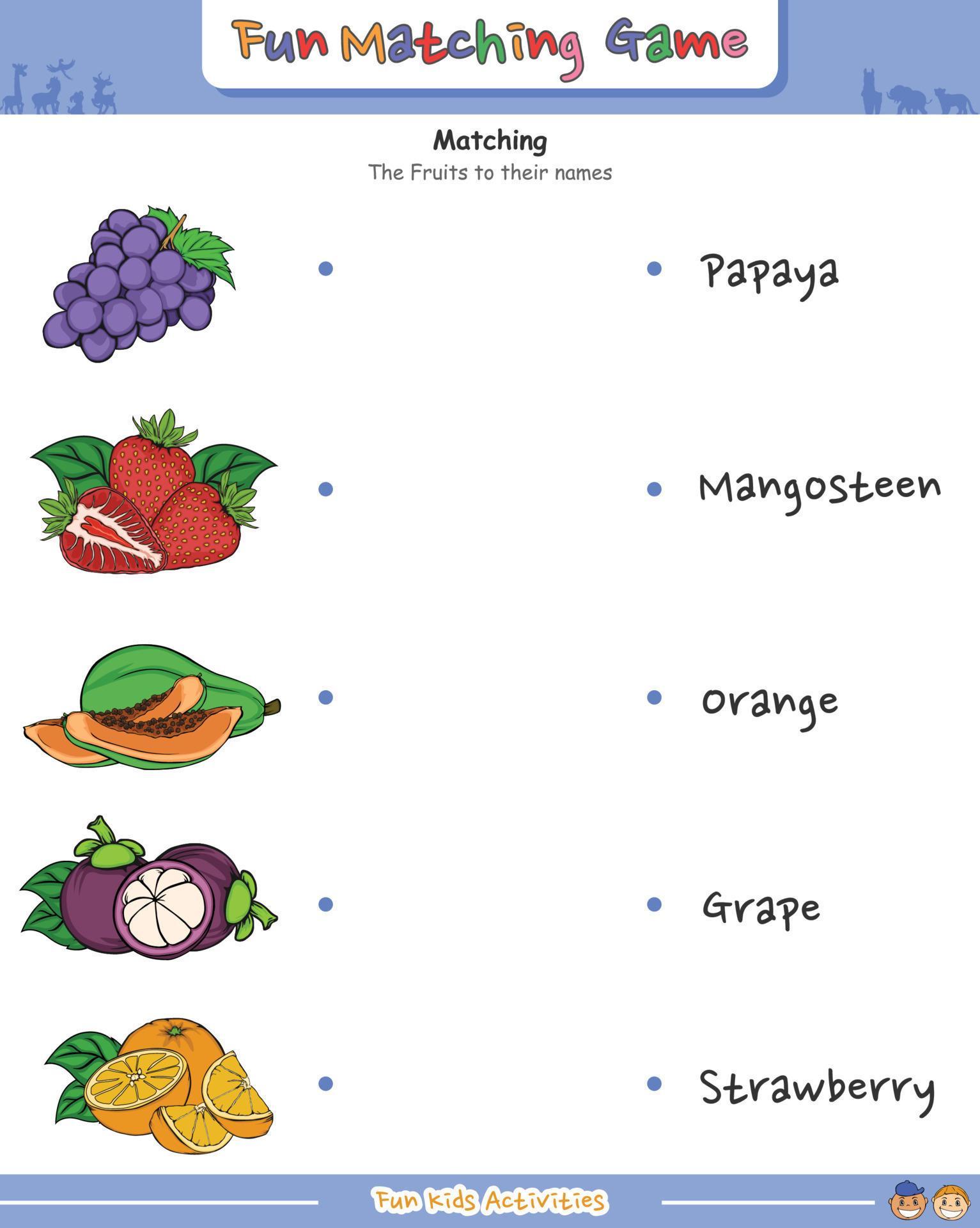 Fun matching game fruits for kids part 1 17263192 Vector Art at Vecteezy