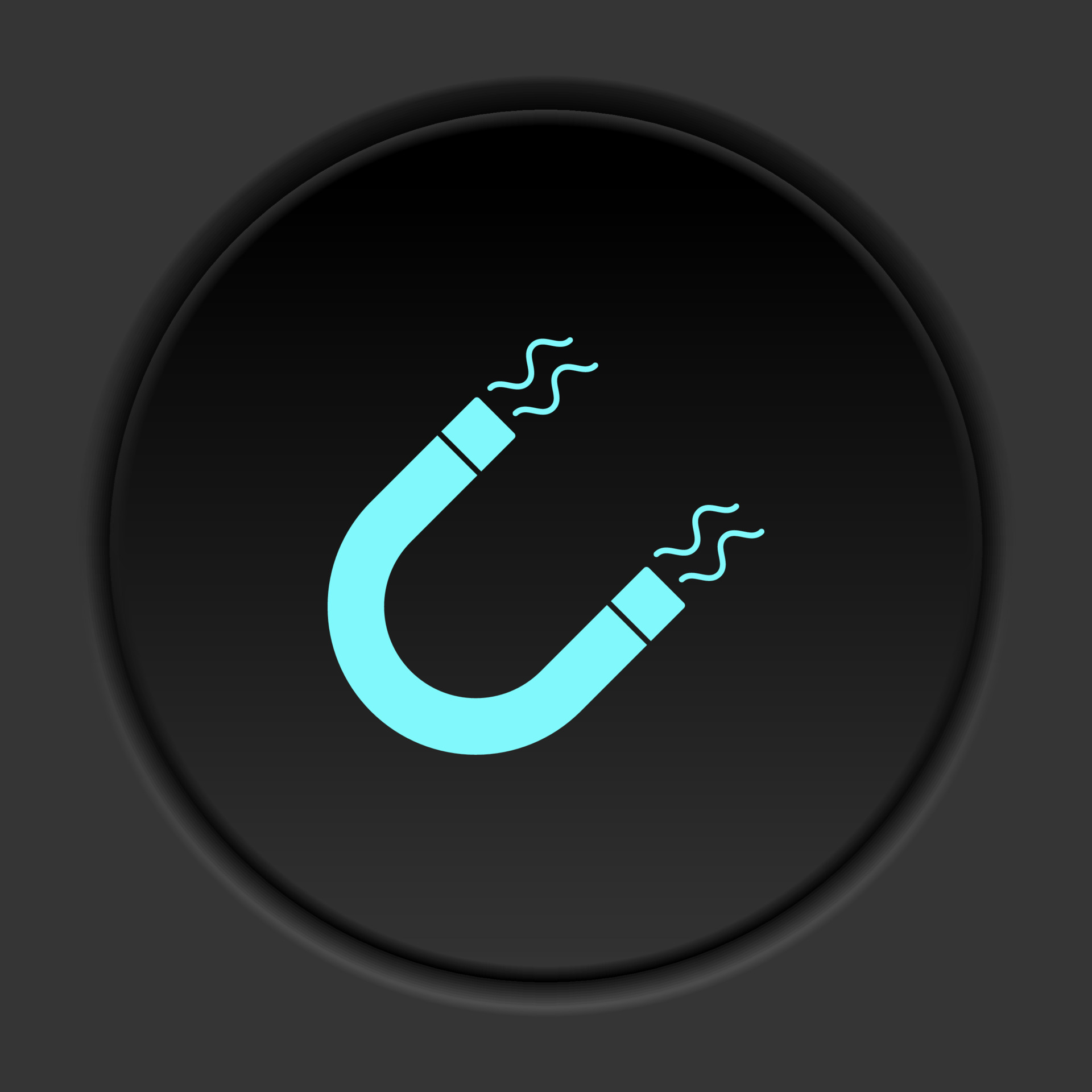 Round button icon, Magnet. Button banner round, badge interface for application illustration on ...