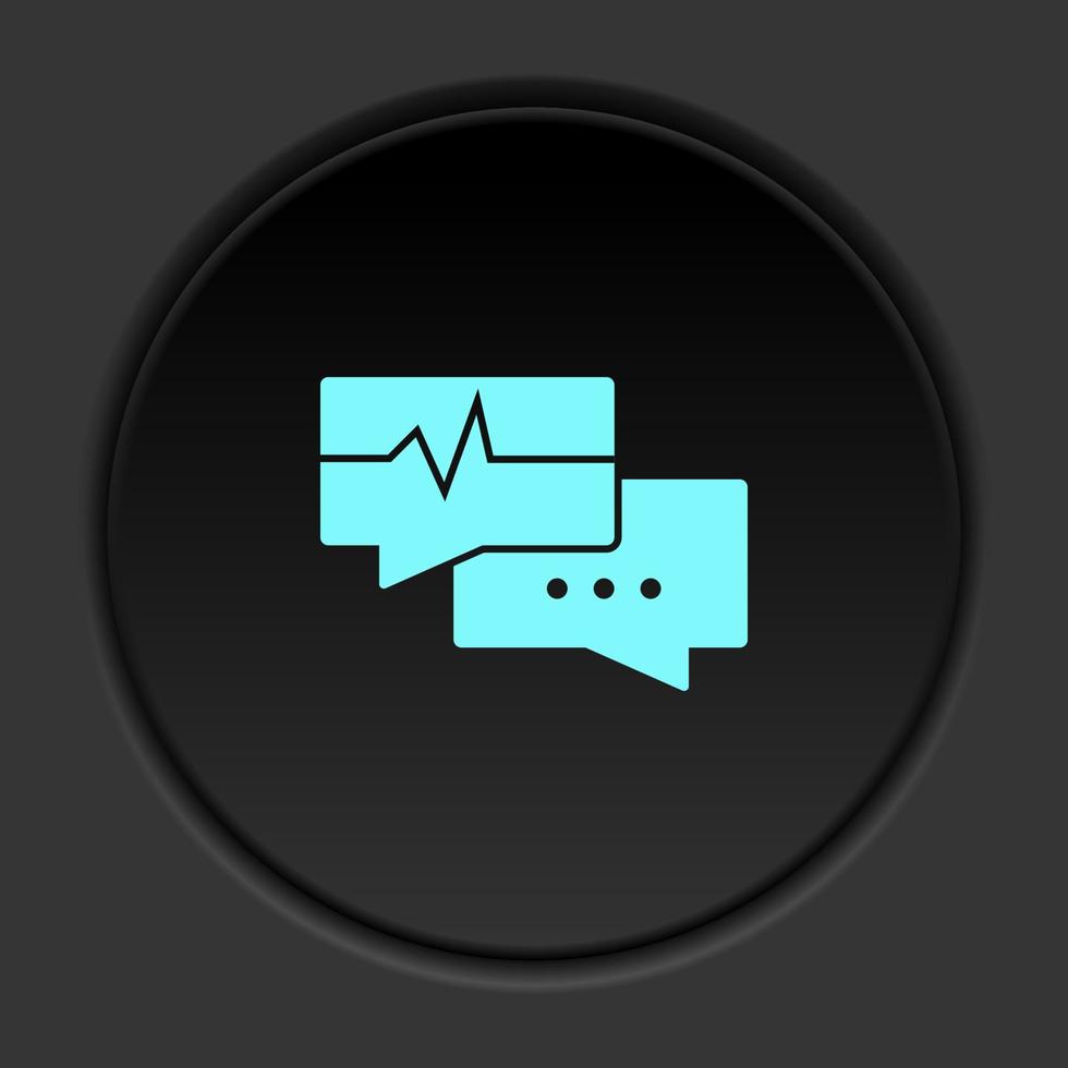 Round button icon, Debate, cardiogram, talk, bubble. Button banner ...