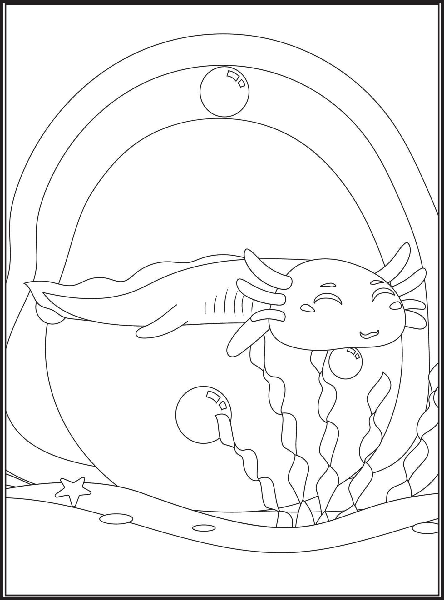 Axolotl Coloring Pages for kids 17264339 Vector Art at Vecteezy