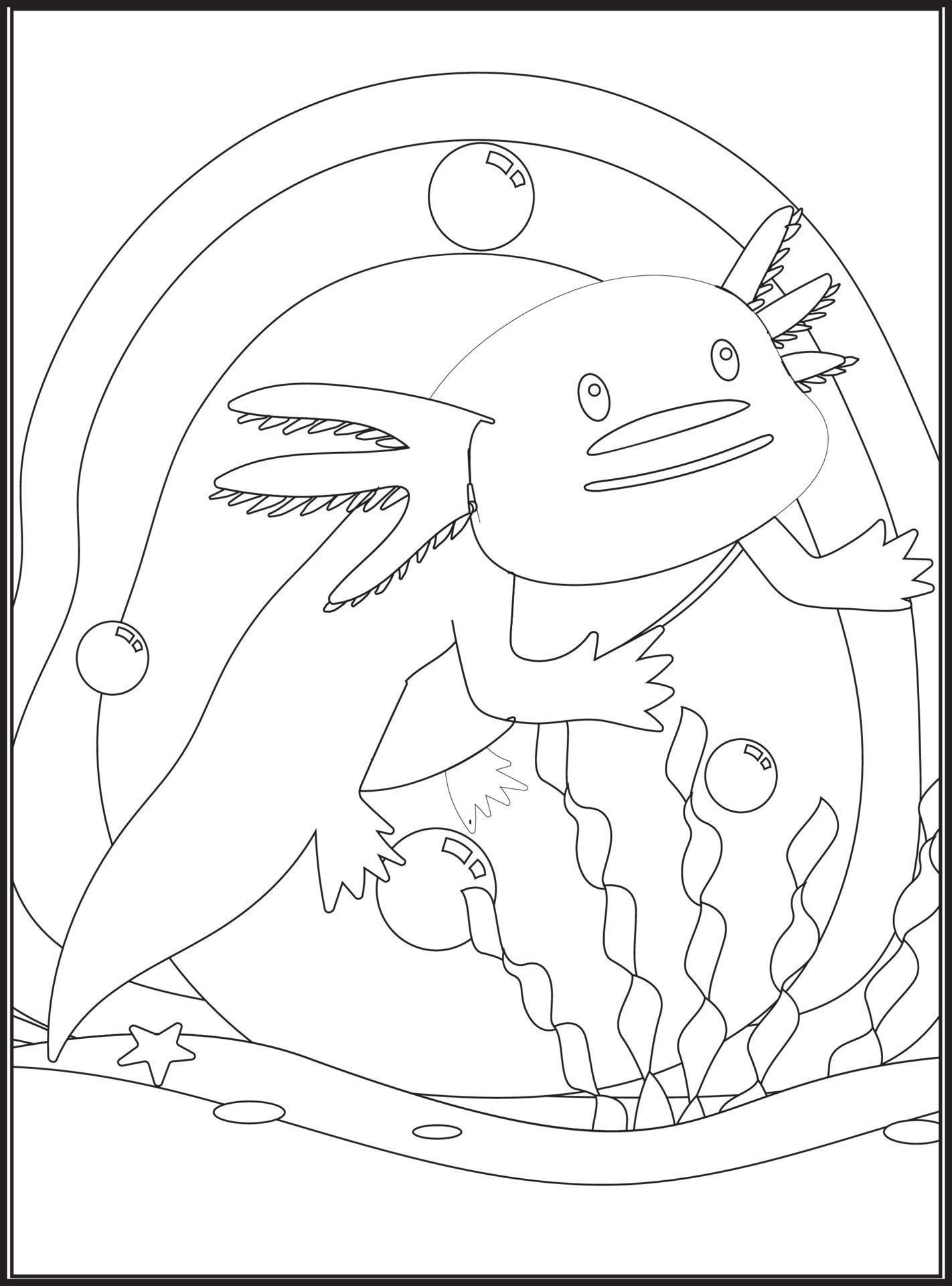 Axolotl Coloring Pages for kids 17264344 Vector Art at Vecteezy