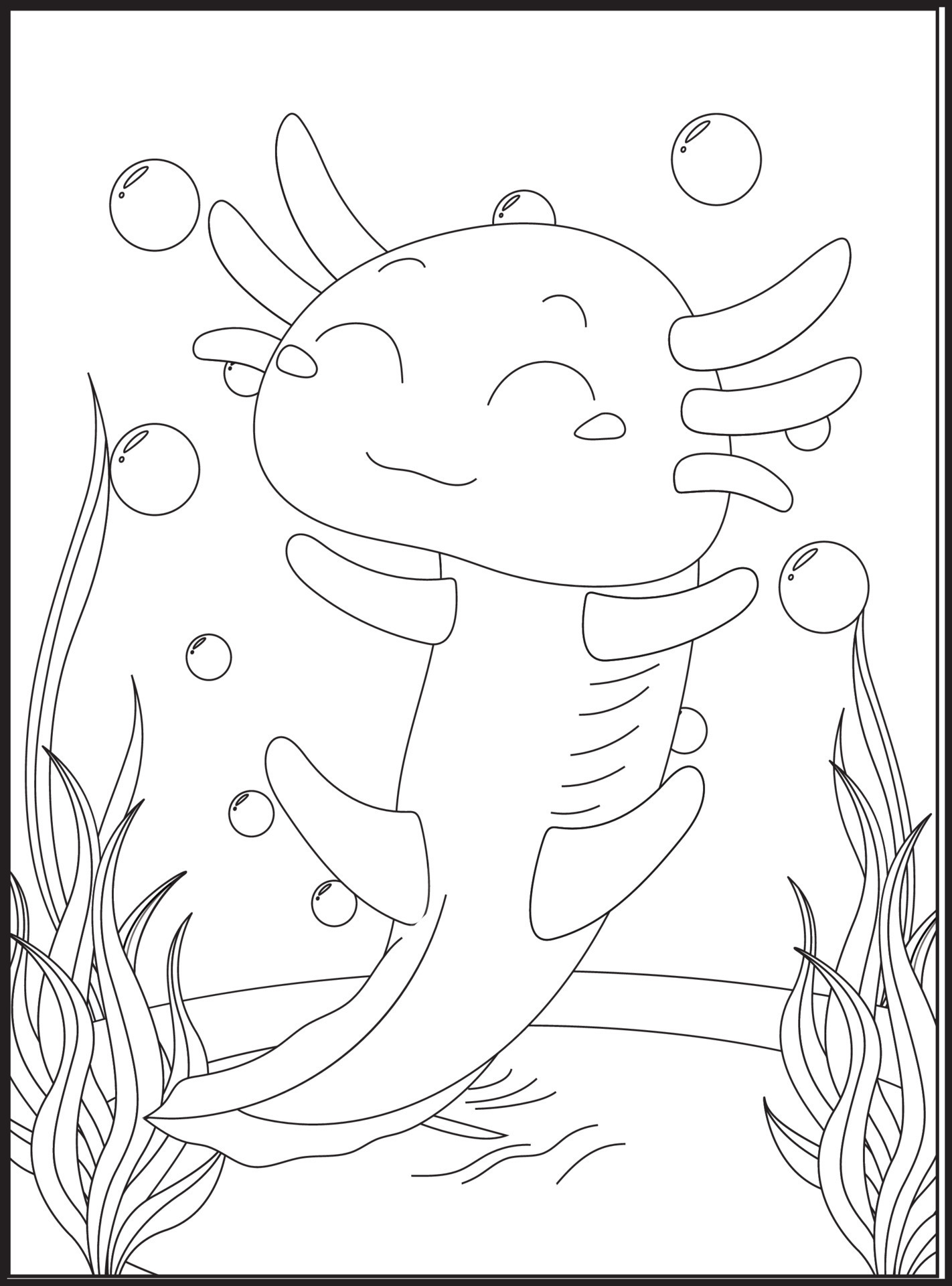 Axolotl Coloring Pages for kids 17264352 Vector Art at Vecteezy