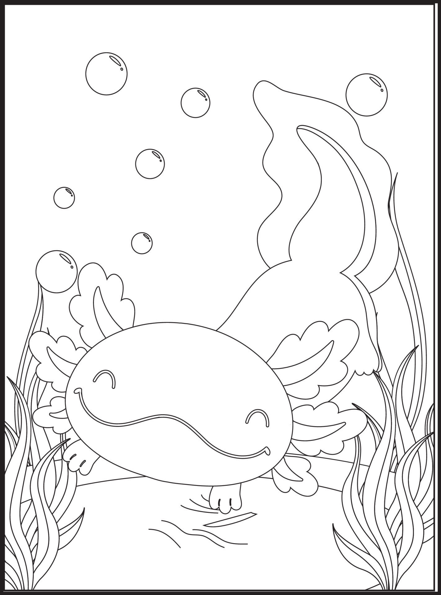 Axolotl Coloring Pages for kids 17264356 Vector Art at Vecteezy