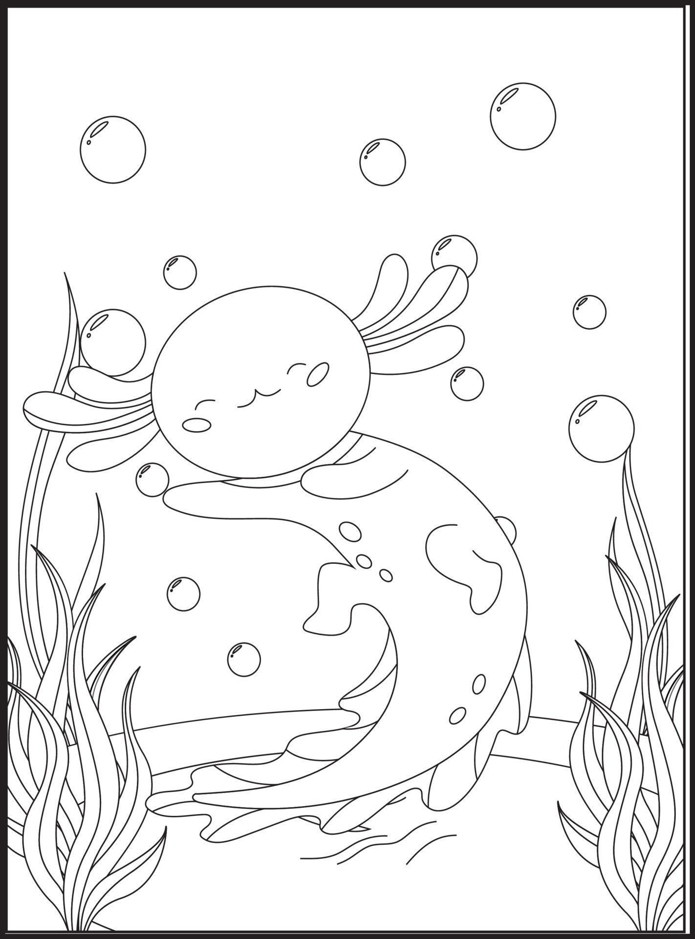 Axolotl Coloring Pages for kids 17264357 Vector Art at Vecteezy