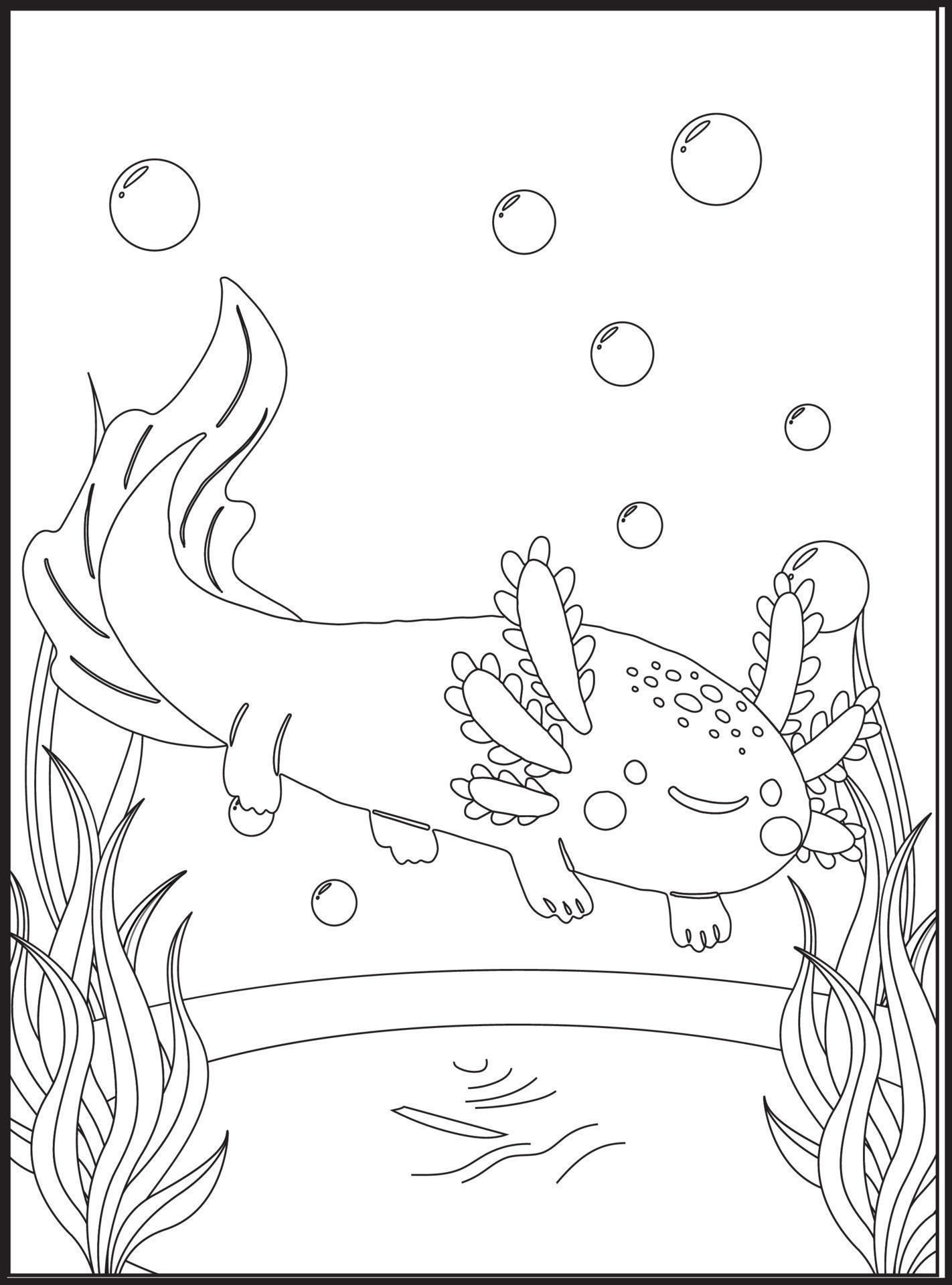 Axolotl Coloring Pages for kids 17264369 Vector Art at Vecteezy