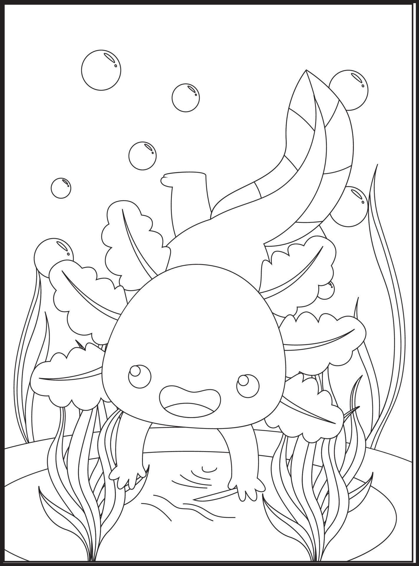 Axolotl Coloring Pages for kids 17264375 Vector Art at Vecteezy