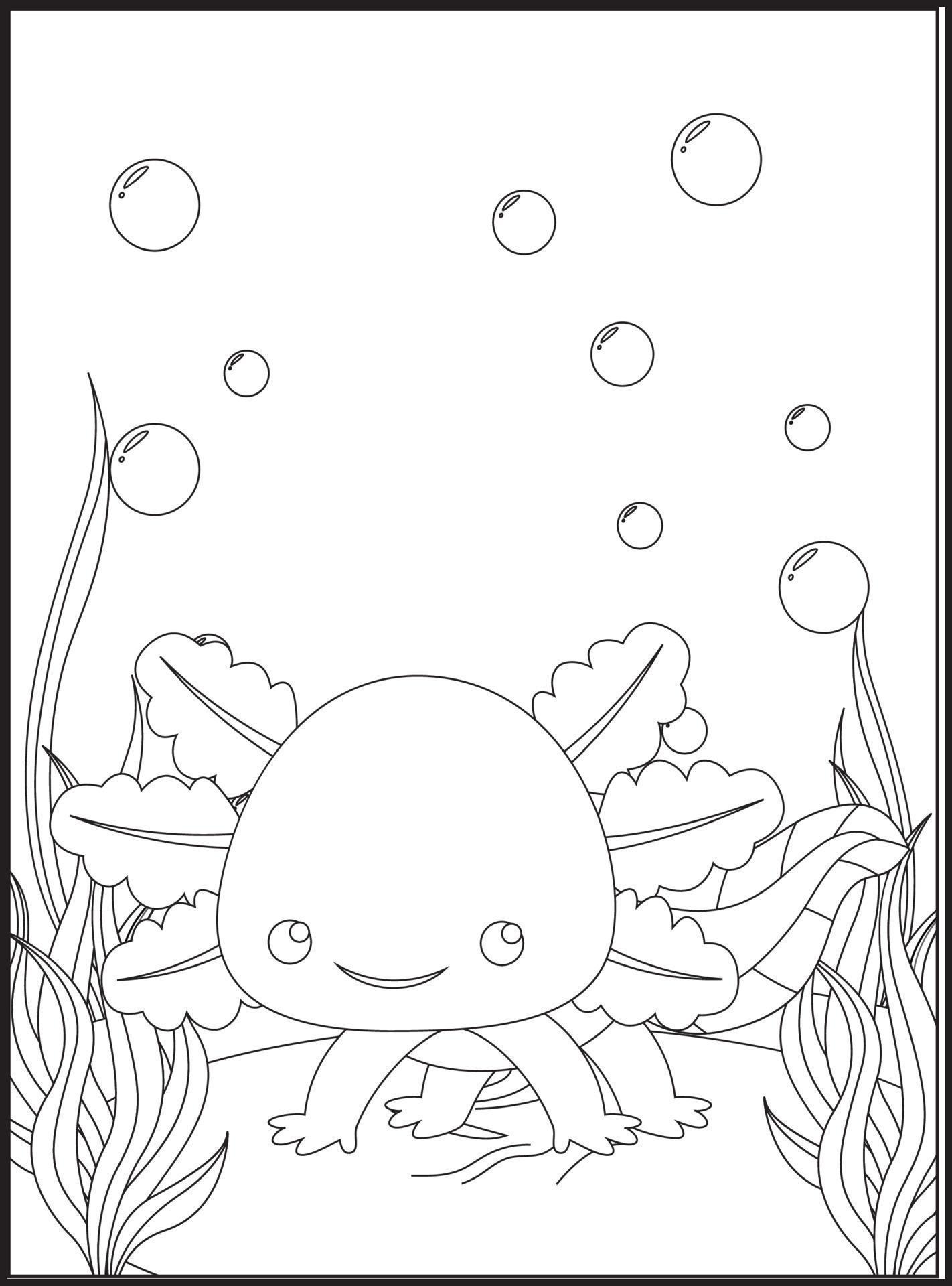 Axolotl Coloring Pages for kids 17264377 Vector Art at Vecteezy