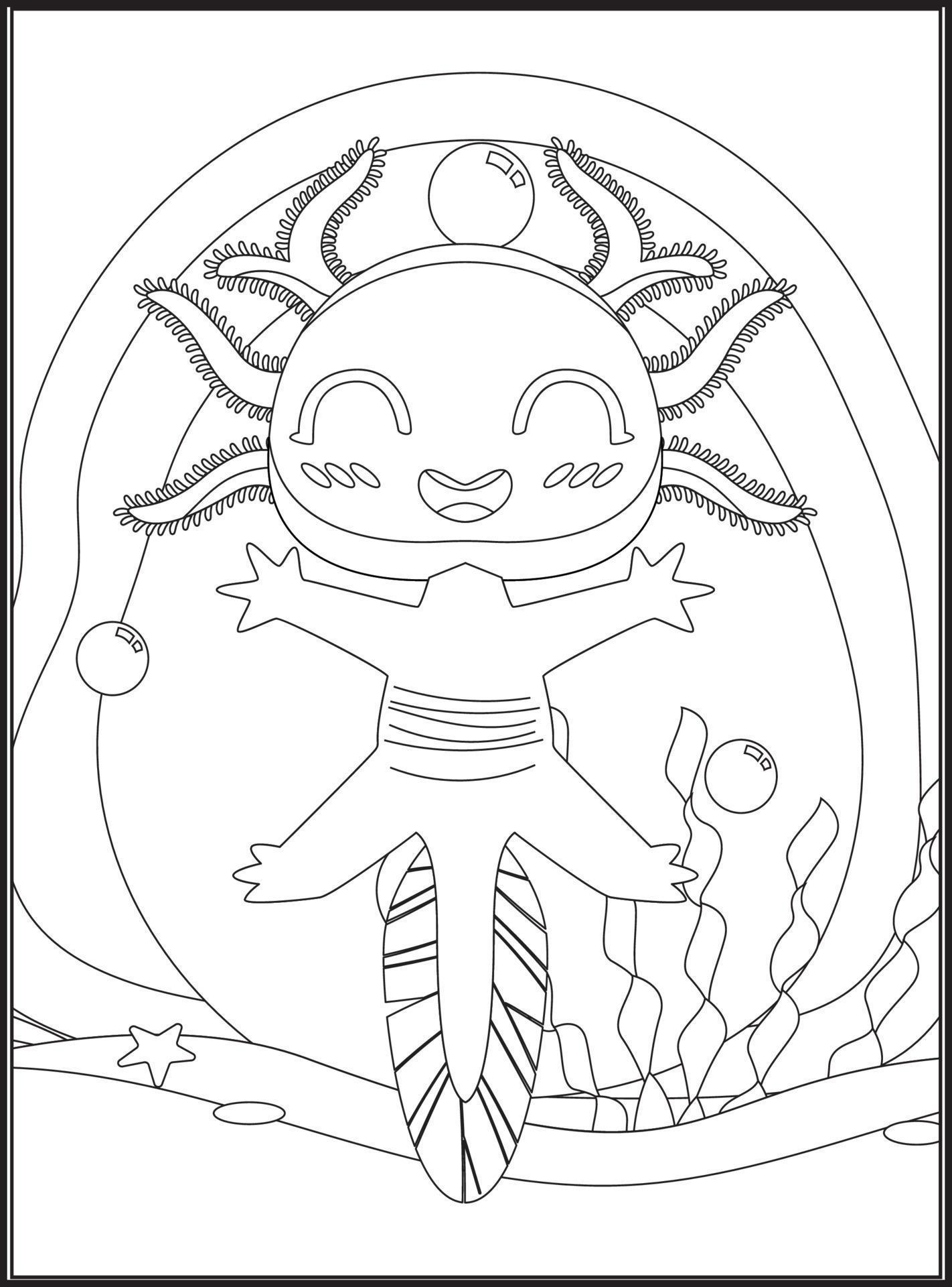 Axolotl Coloring Pages for kids 17264388 Vector Art at Vecteezy