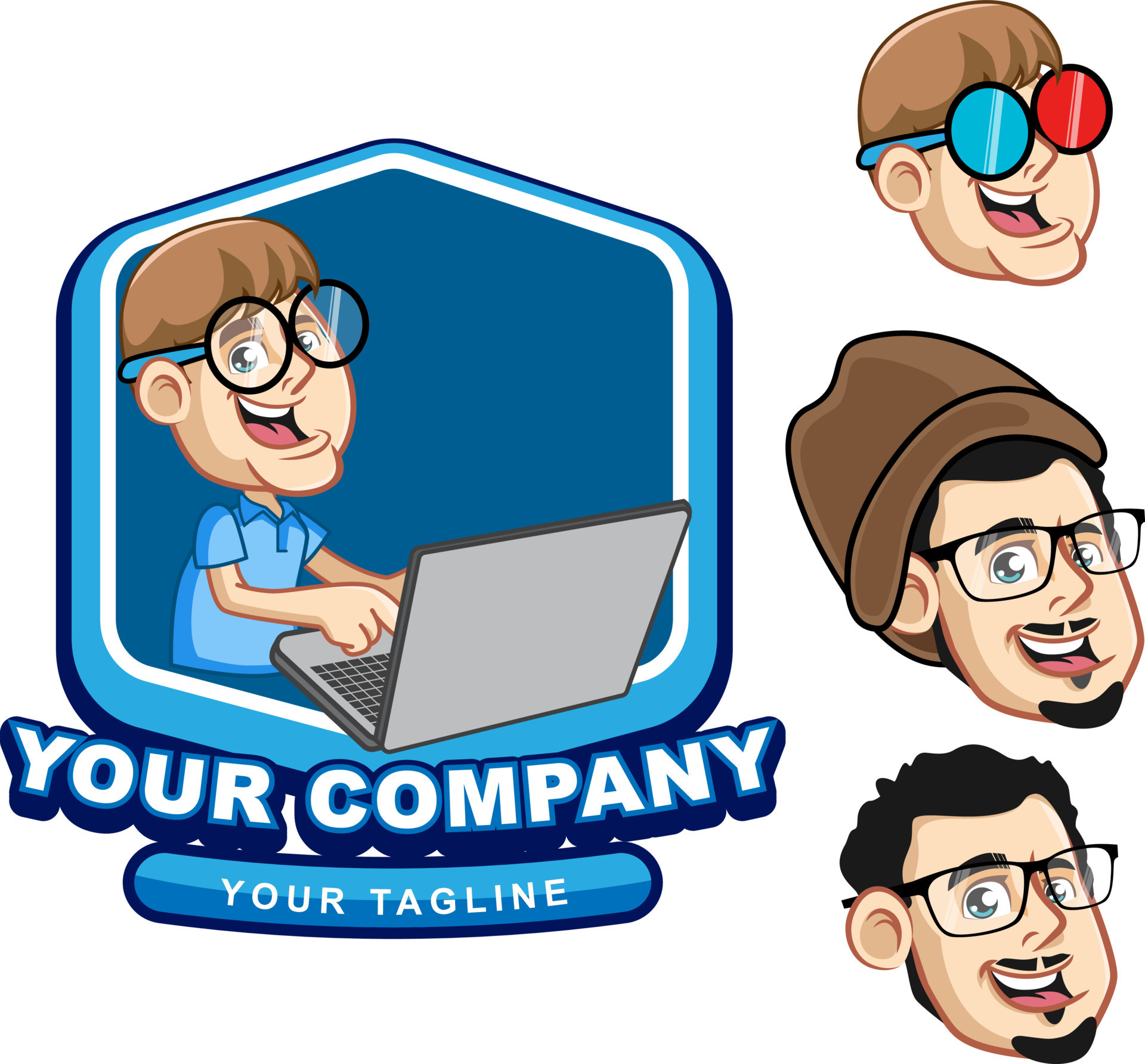 Programer mascot logo template 17265136 Vector Art at Vecteezy