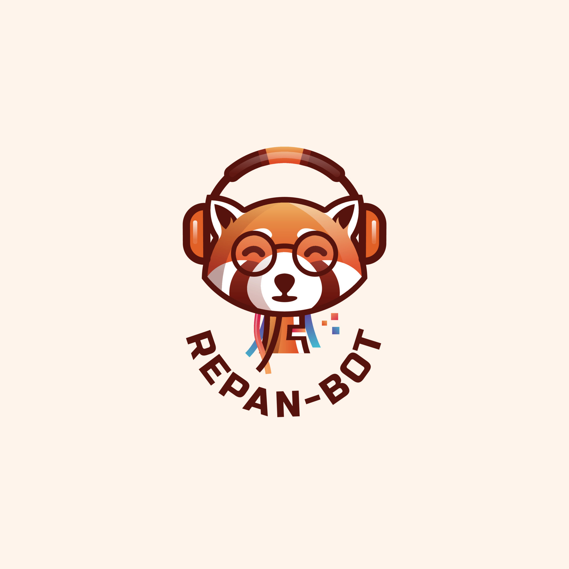 Illustration Of Red Panda Head Robot With Headphones And Glasses 17274165 Vector Art At Vecteezy