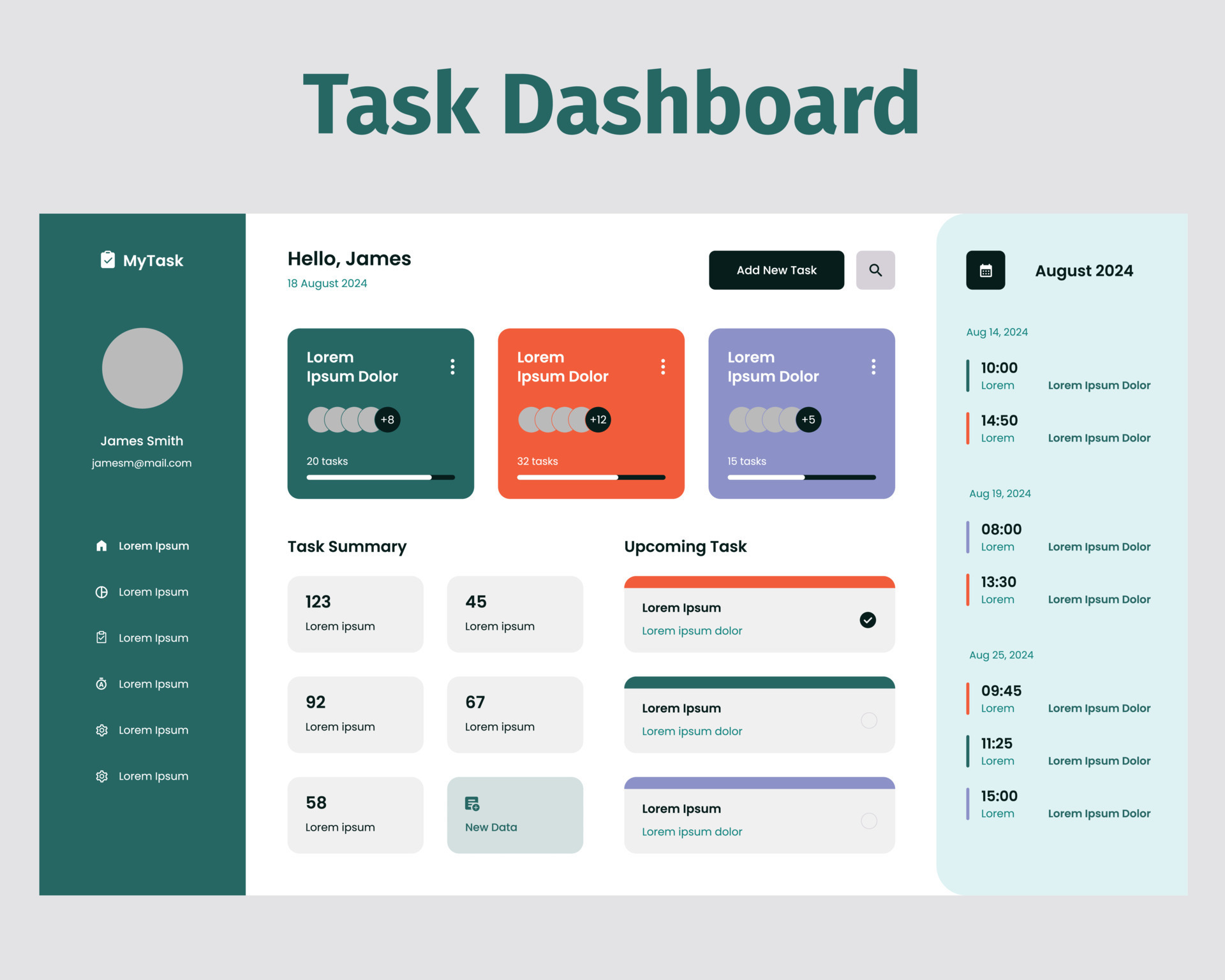 Task Dashboard Ui Kit Suitable For Task Activity And Project Purpose 17274231 Vector Art At