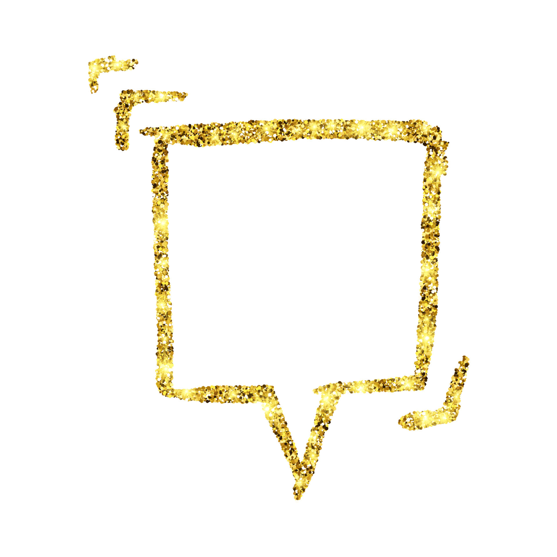 Gold glitter sketch speech bubble. Hand drawn blank Speech Bubble ... Gold glitter sketch speech bubble. Hand drawn blank Speech Bubble ...