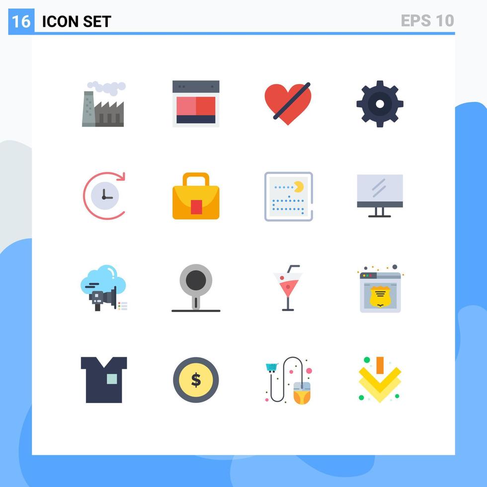 Set Of 16 Vector Flat Colors On Grid For Time Machine Setting Website Multimedia Love Editable