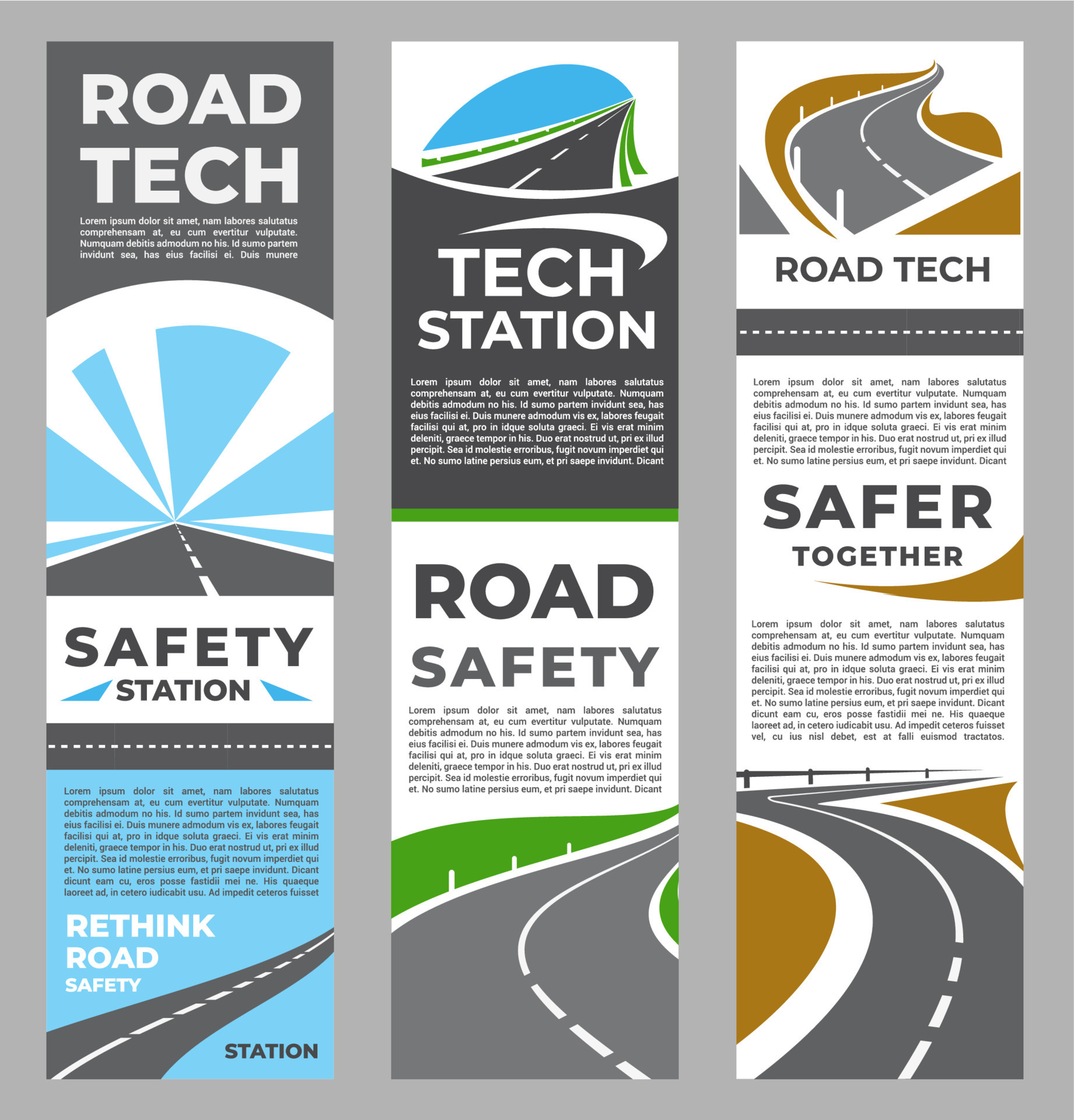 Road safety, highway tech industry vertical banner 17274952 Vector Art ...