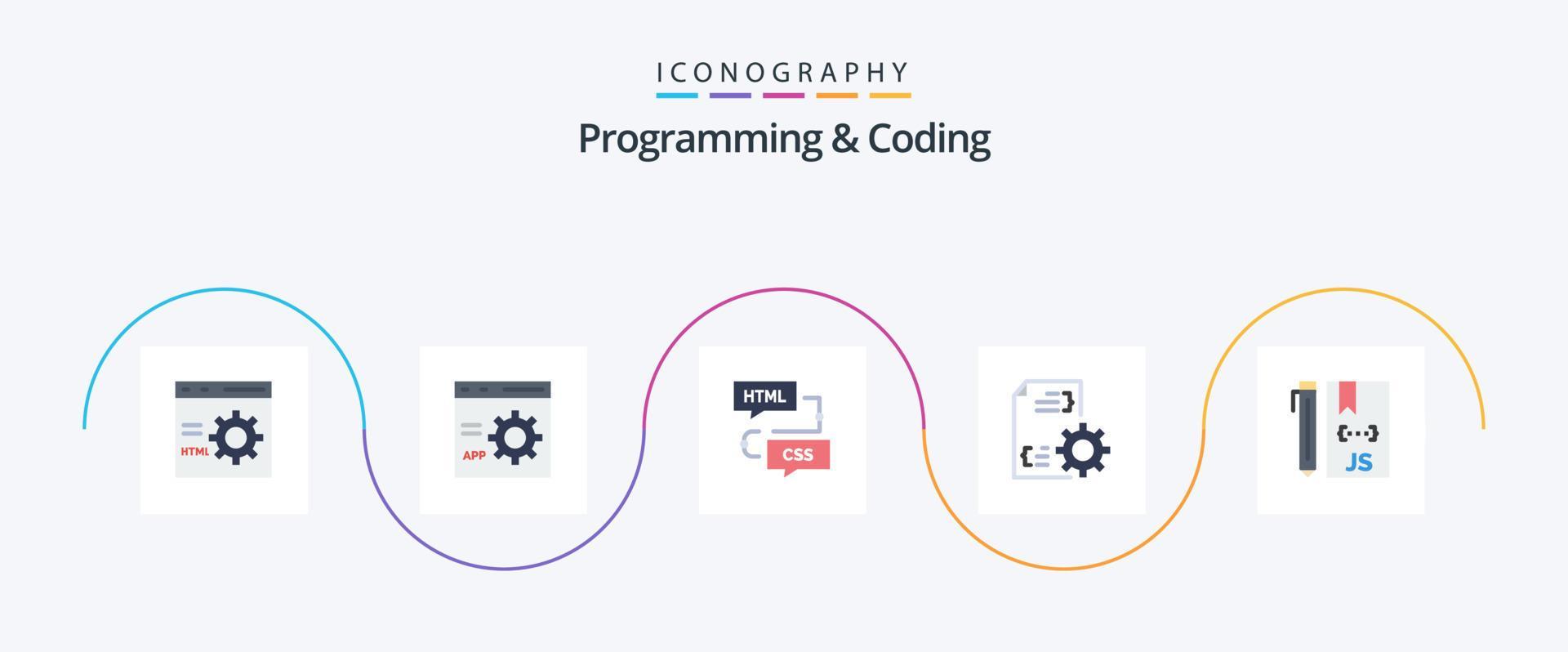 Programming And Coding Flat 5 Icon Pack Including Develop Cloud Flowchart File 17276031