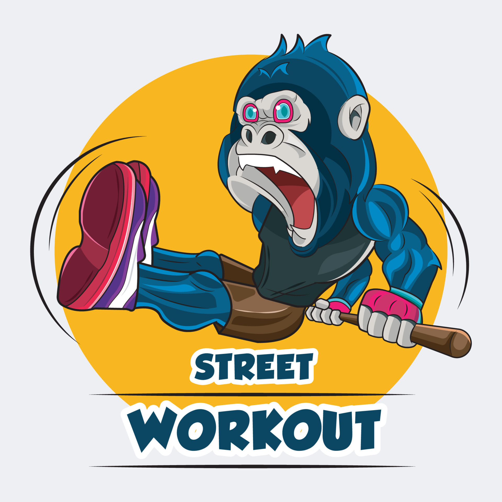 Gorilla workout with street workout vector illustration pro download ...