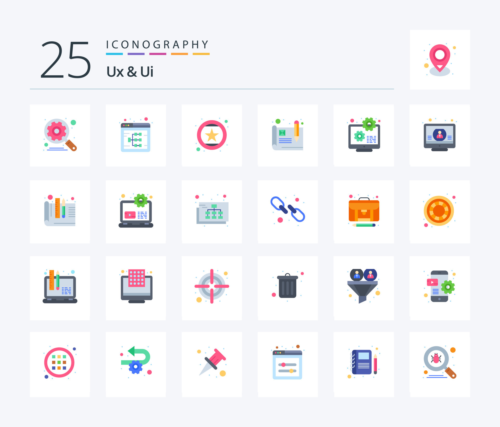 Ux And Ui 25 Flat Color icon pack including configuration. usability ...