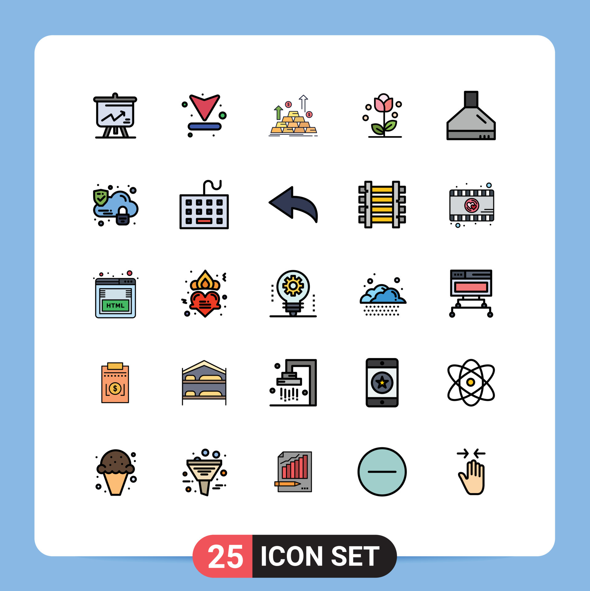 Modern Set of 25 Filled line Flat Colors and symbols such as spring ...