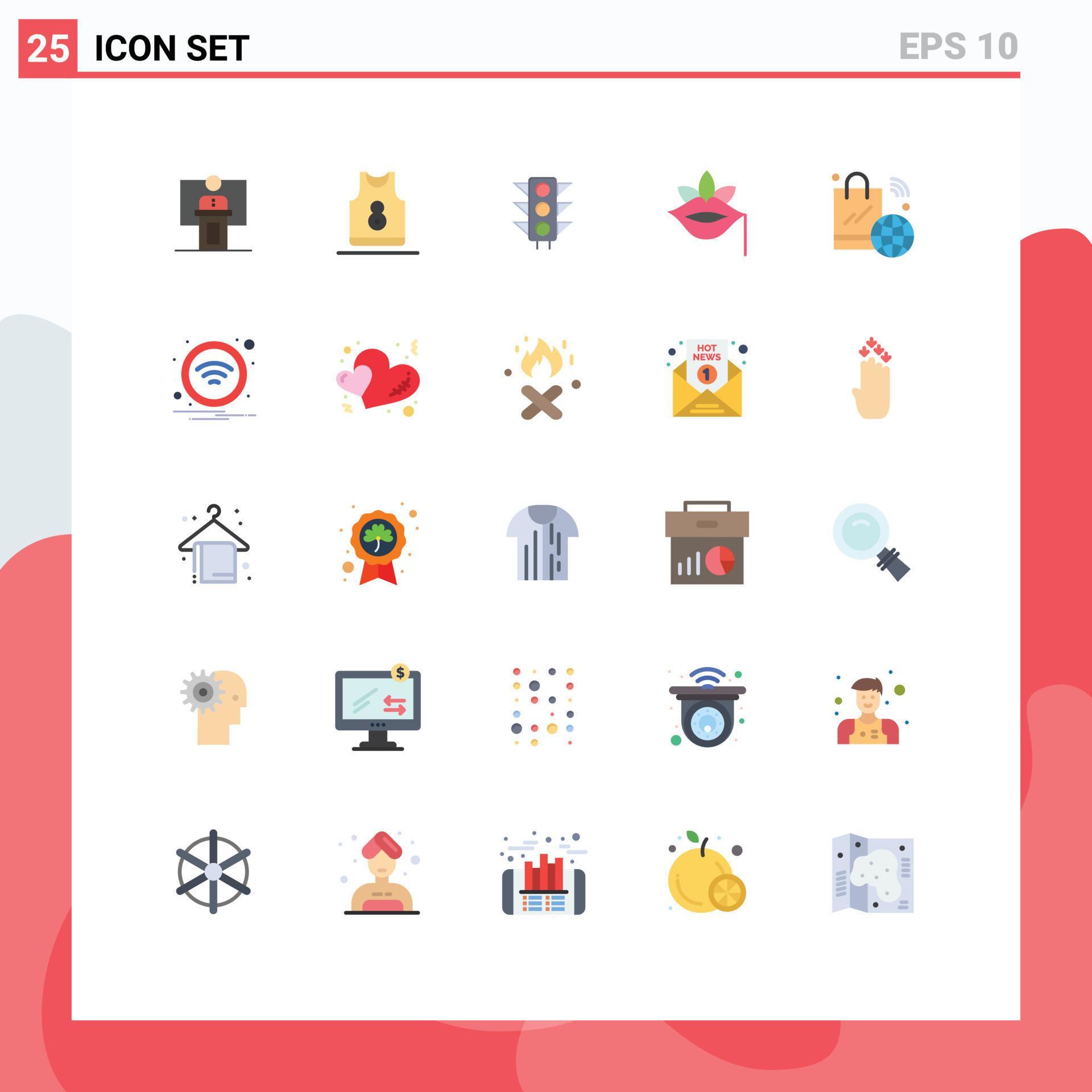 Universal Icon Symbols Group of 25 Modern Flat Colors of flower road ...