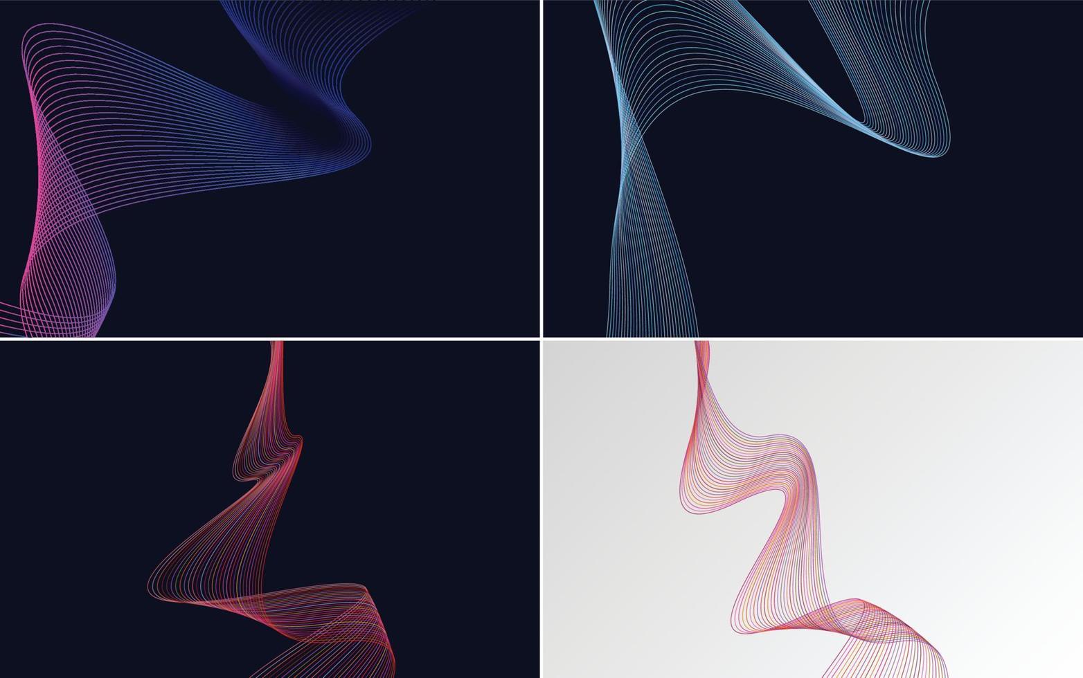Set of 4 vector line backgrounds to elevate your designs to the next ...